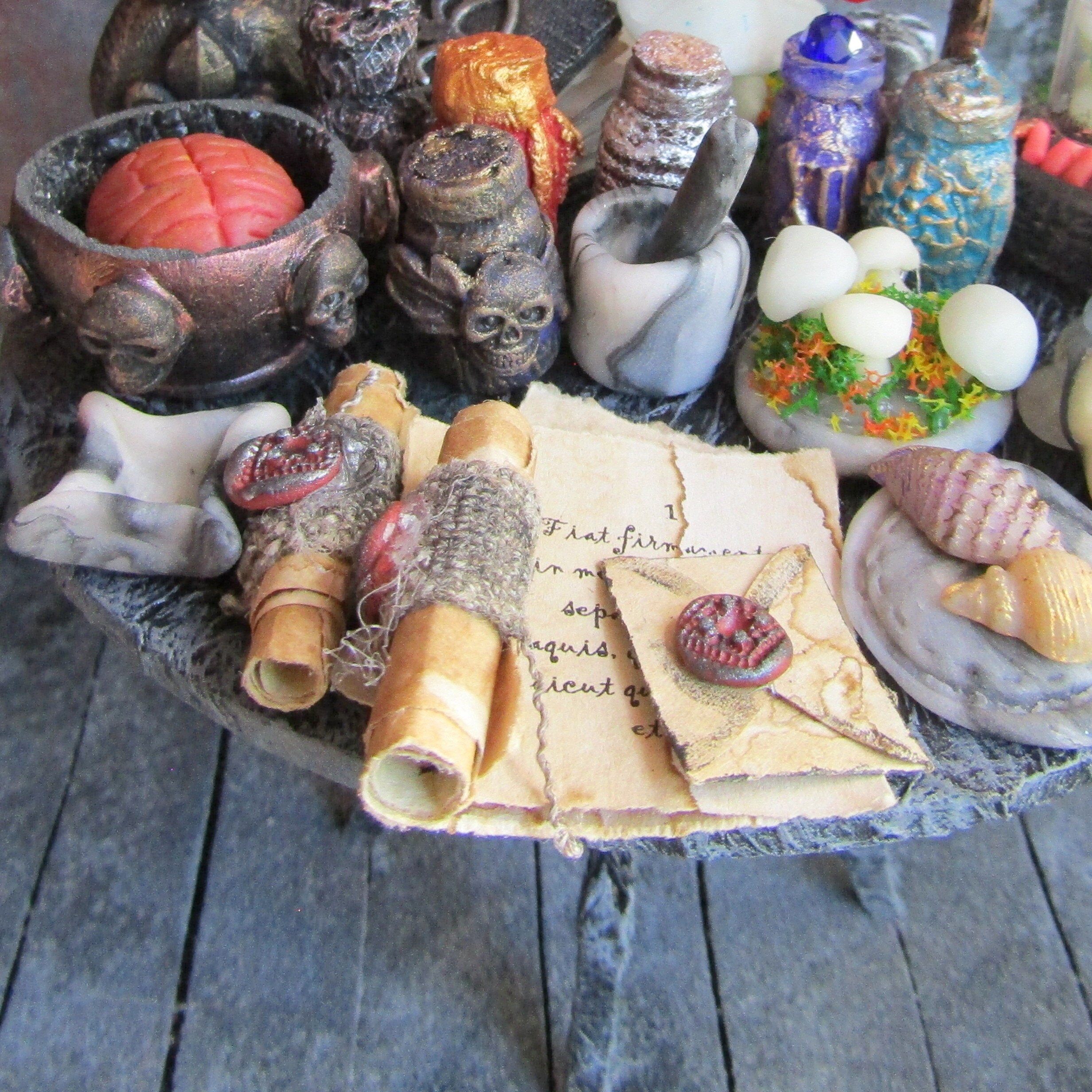Miniature Witch Library Set: Dollhouse Books, Spells, Letters ...