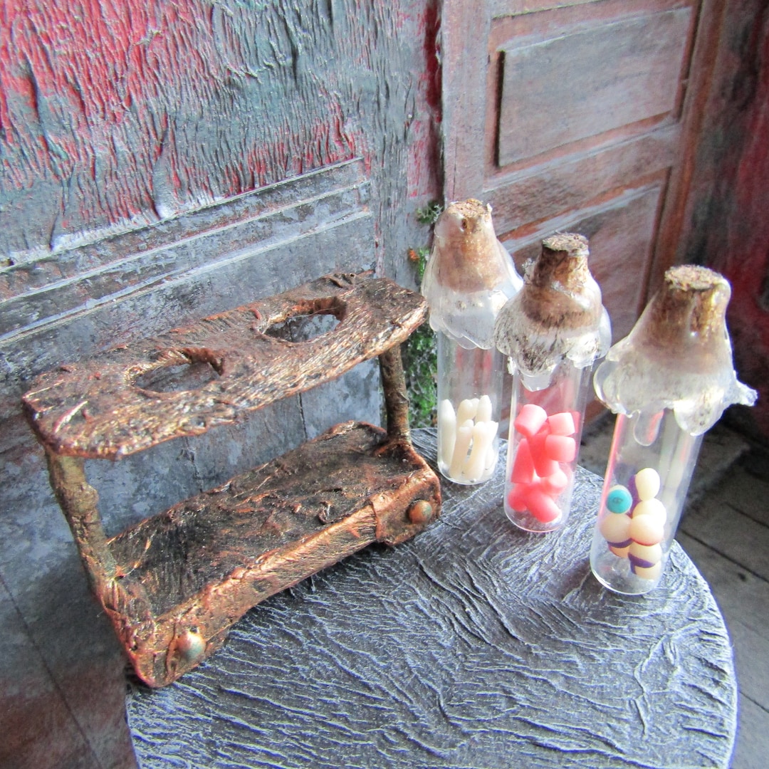 Handmade Miniature Test Tubes With Stand Dollhouse Alchemist Laboratory ...