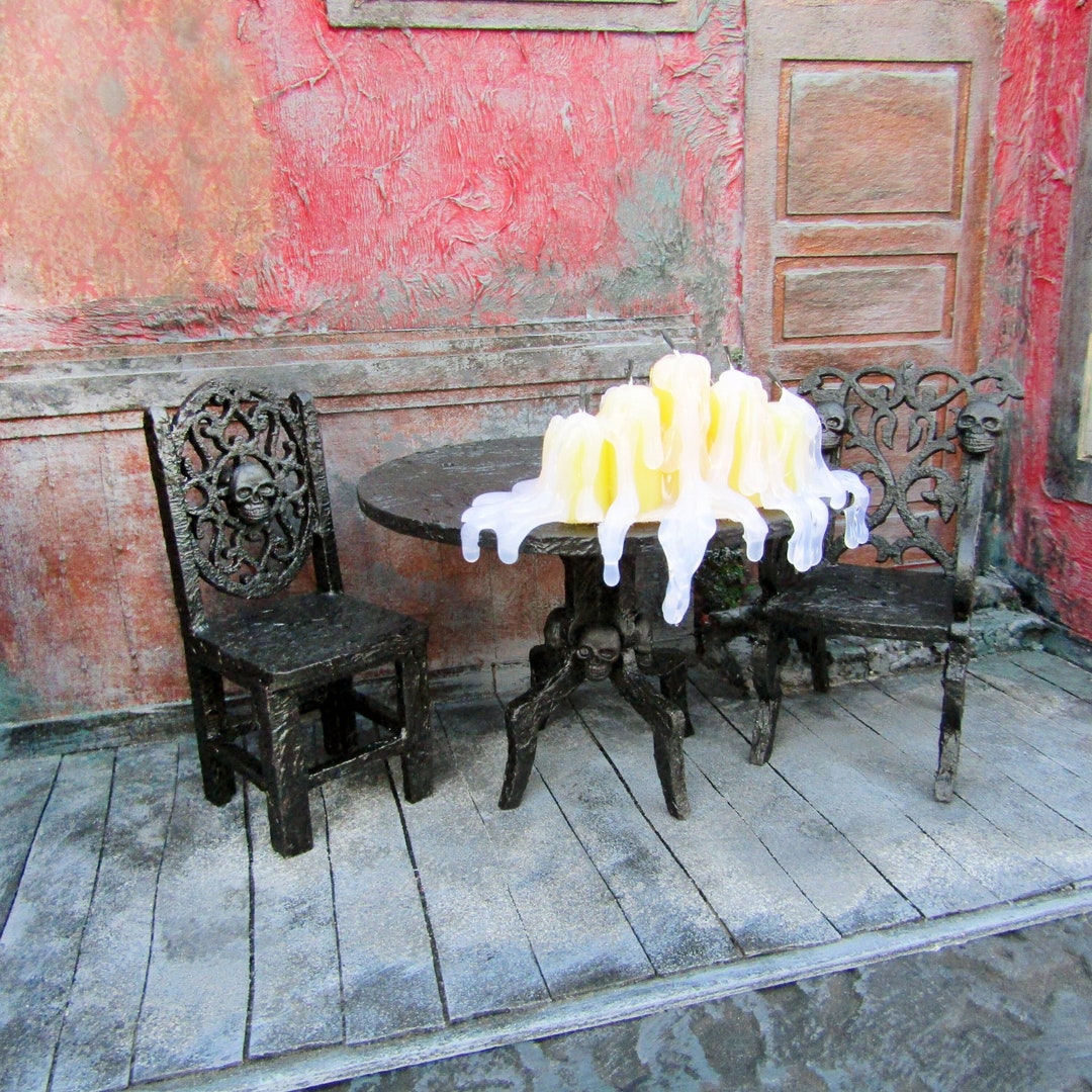 Dollhouse Vampire Miniature Chair and Table Haunted Miniatures ...