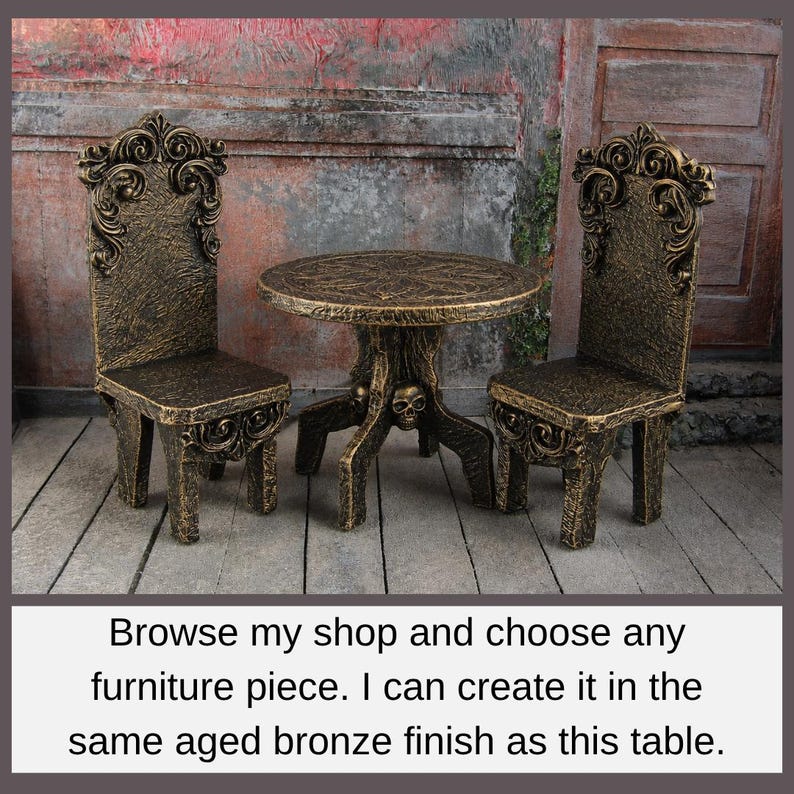 Round Miniature Table, Gothic Dollhouse Furniture, Haunted Diorama ...