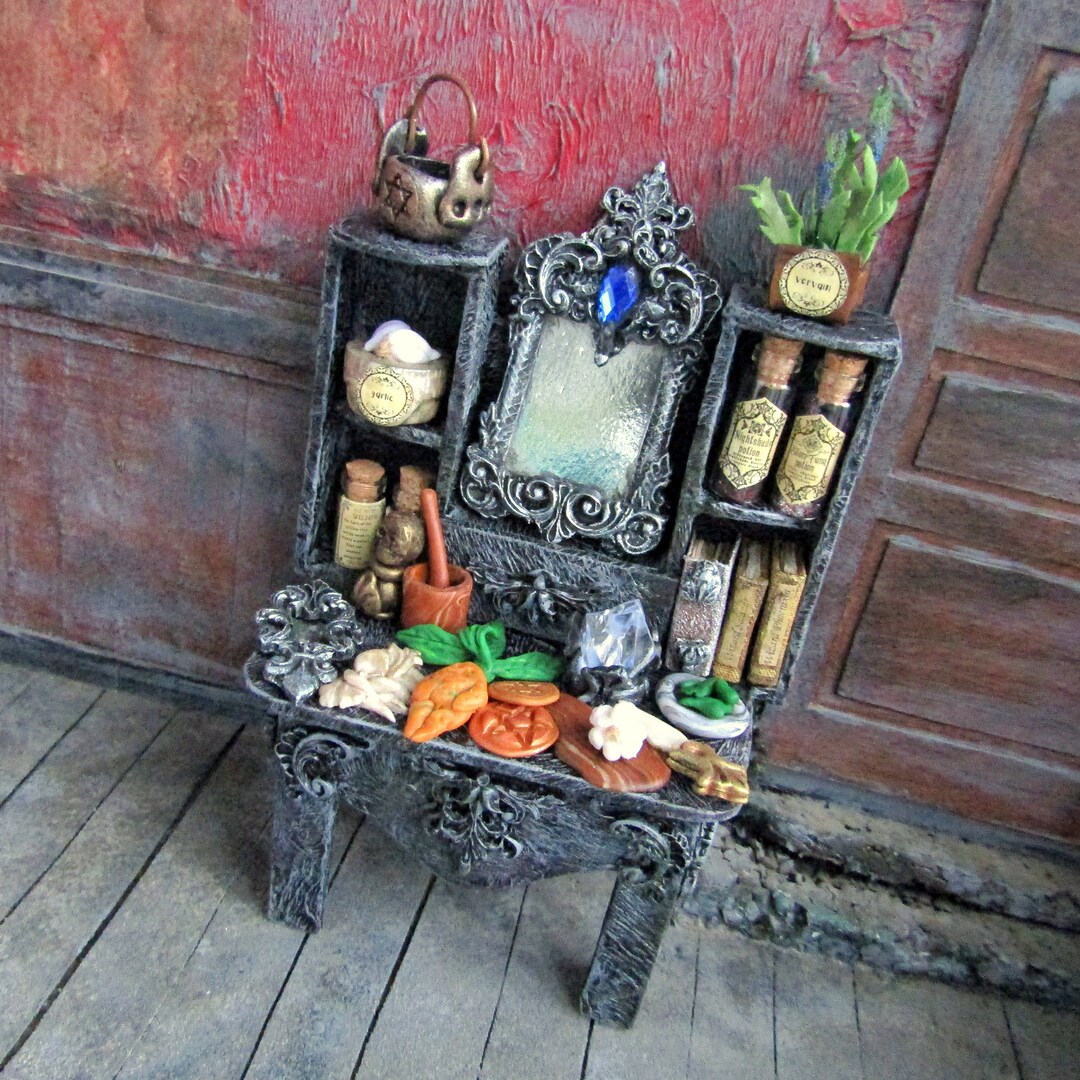 Witch Miniature and Dressing Table Gothic Dollhouse Haunted Miniatures ...
