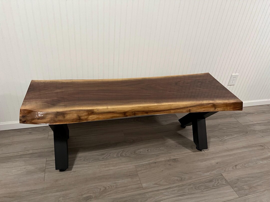 Solid Black Walnut Bench With Self-leveling Legs - Etsy