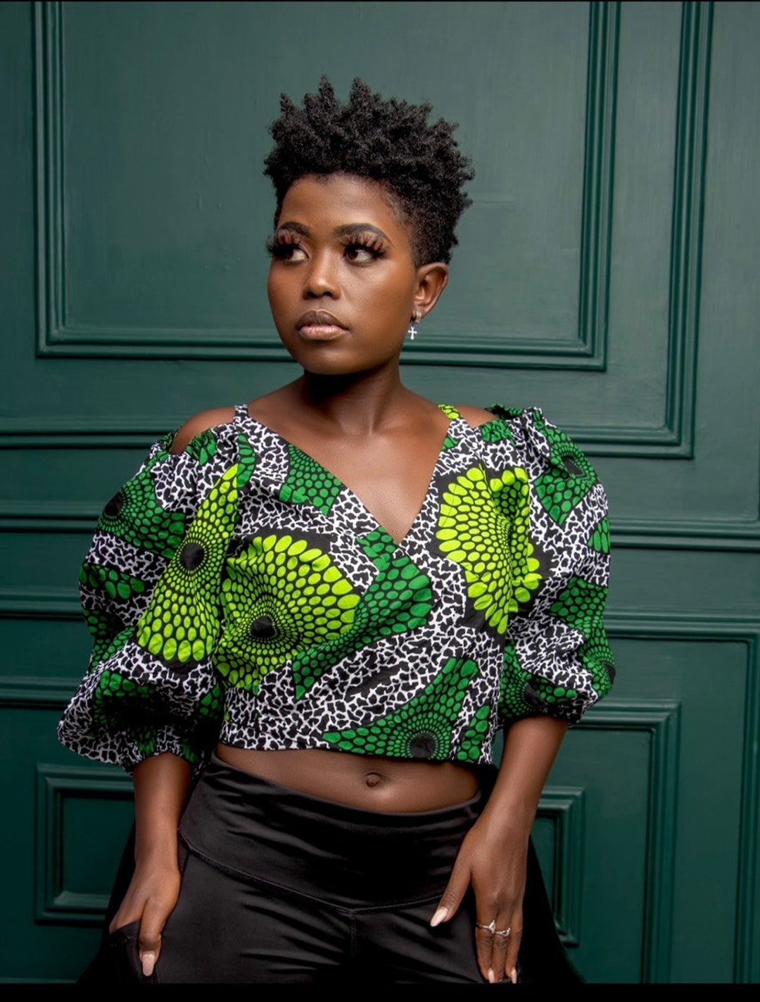 African Print Crop Wrap Top Etsy