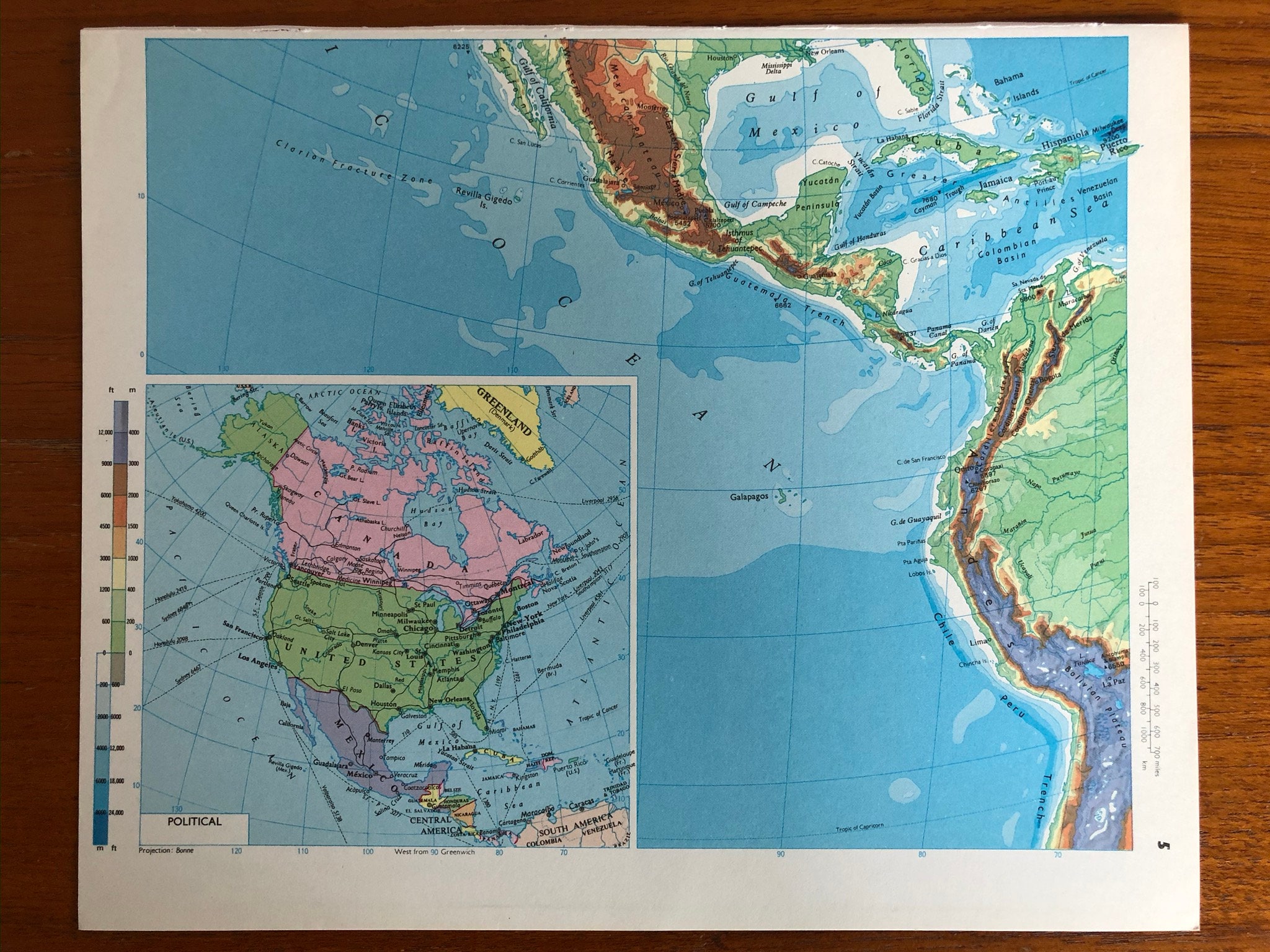 United States Map, Vintage 1978 Two Book Pages From Atlas, With Eastern ...