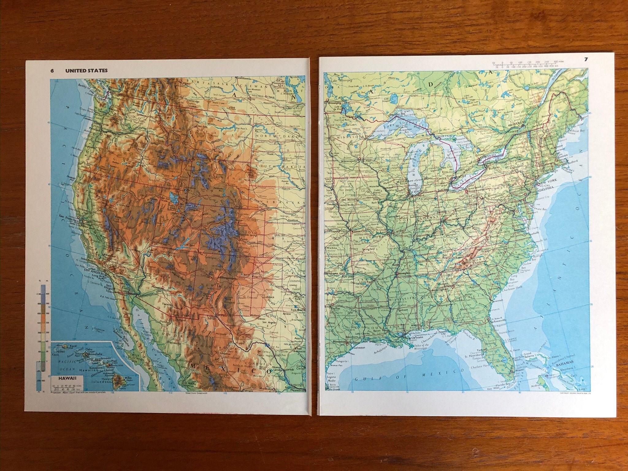 United States Map, Vintage 1978 Two Book Pages From Atlas, With Eastern ...