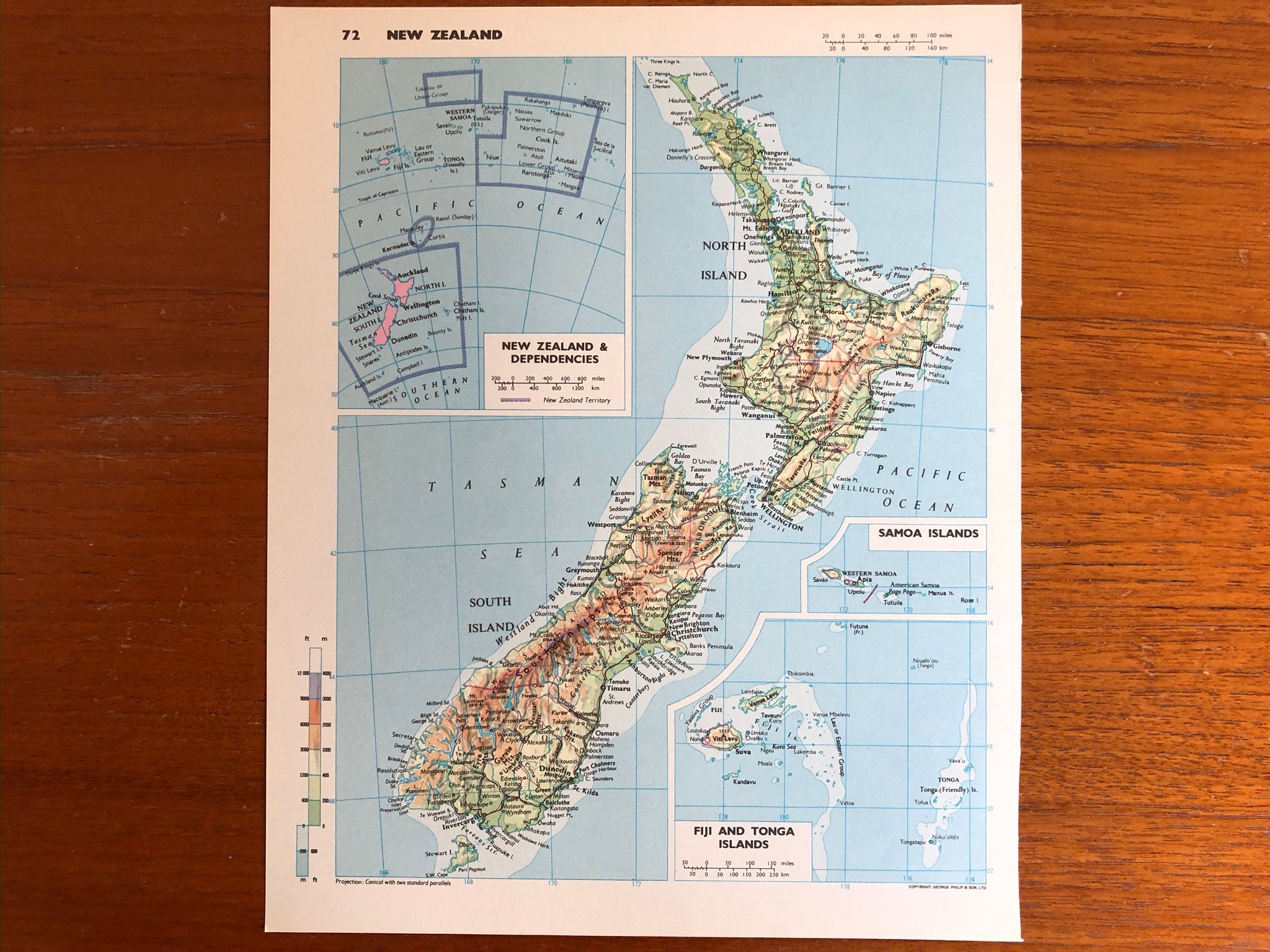 Australia Map, Vintage 1978 Two Book Pages From Atlas, With New Zealand ...