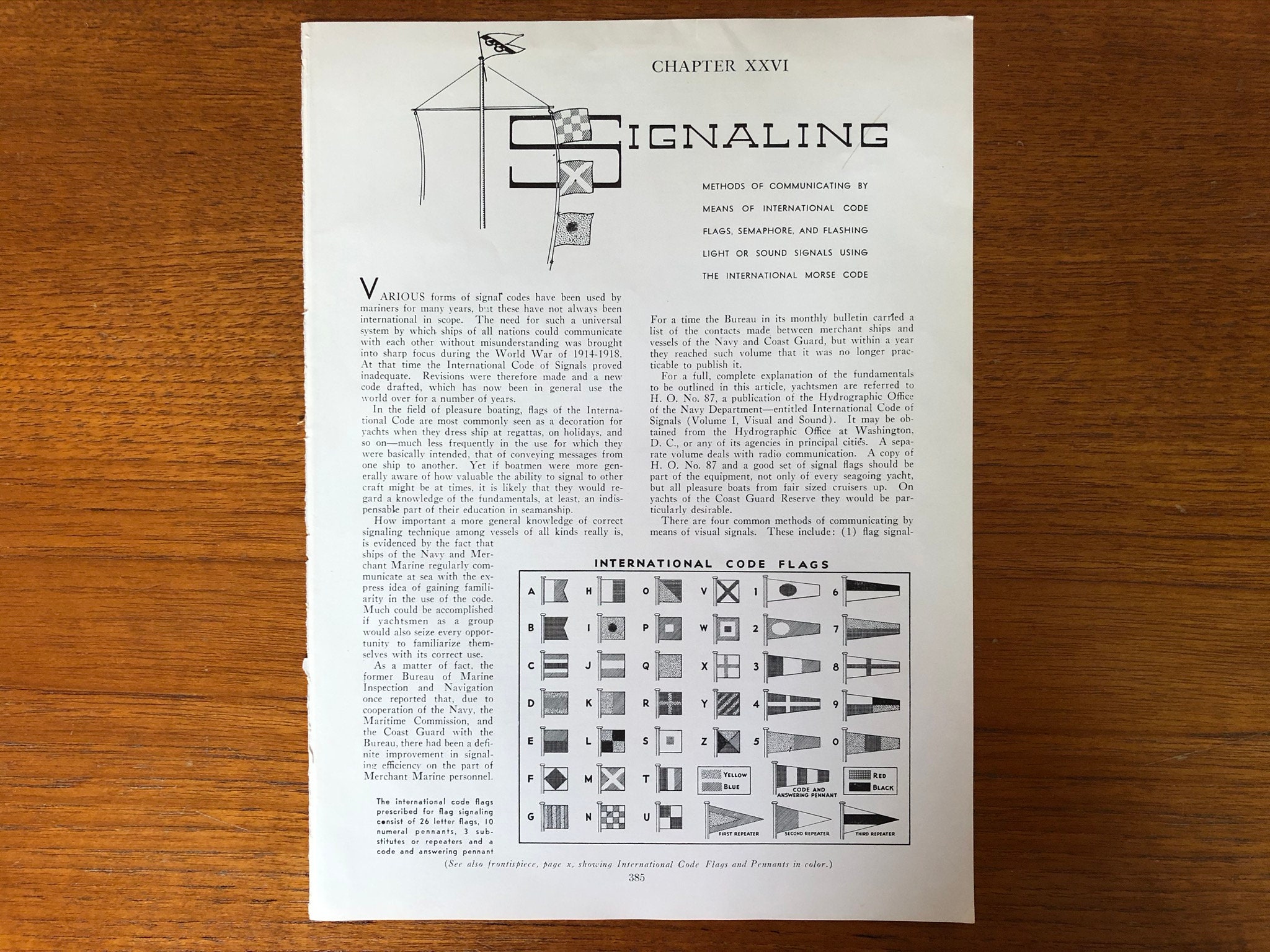 Morse Code and International Code Flags, 1961 Vintage Book Page in ...