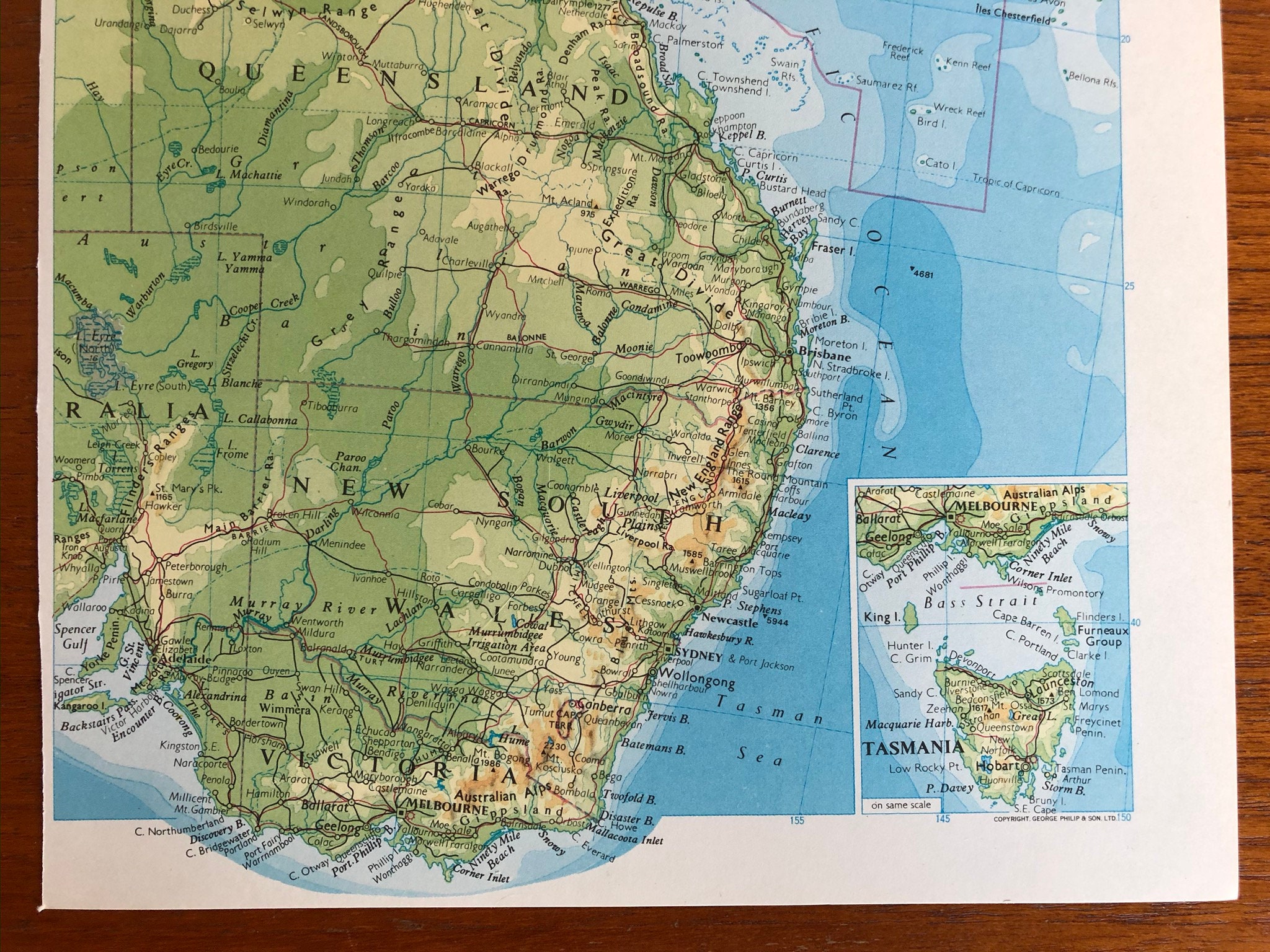 Australia Map Vintage 1978 Two Book Pages From Atlas With - Etsy