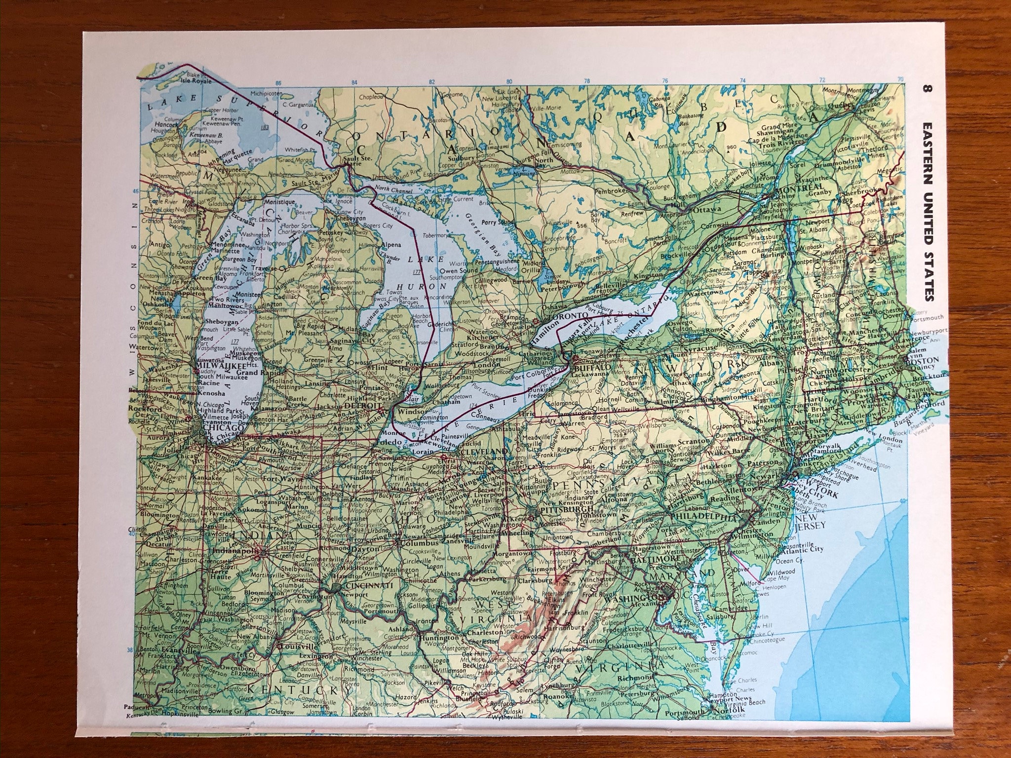 United States Map, Vintage 1978 Two Book Pages From Atlas, With Eastern ...