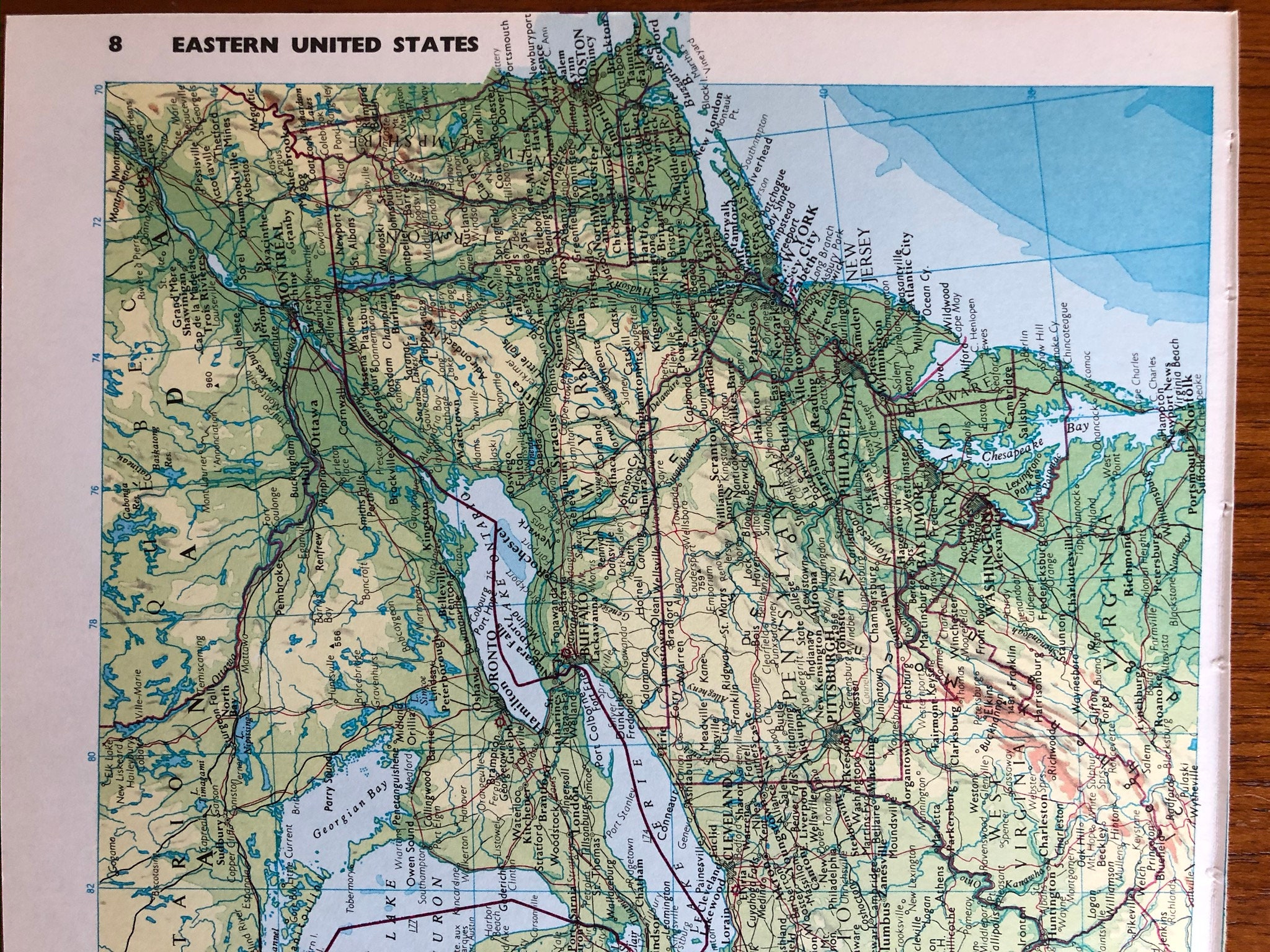 United States Map, Vintage 1978 Two Book Pages From Atlas, With Eastern ...