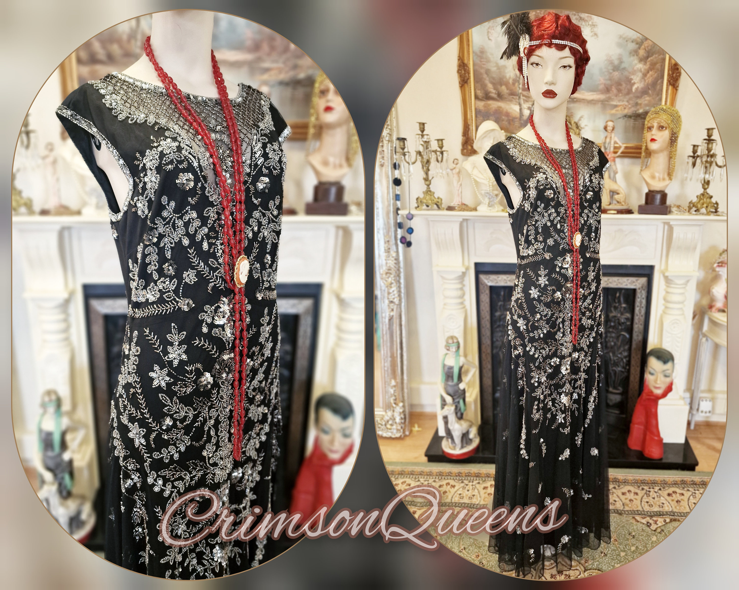Vintage 1920s Heavily Sequinned Beaded Art Deco Downton Abbey Flapper ...