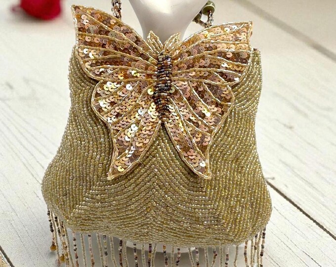 Art Deco Flapper Bag 1920s Flapper Gold Beaded Embellished Butterly Bag ...