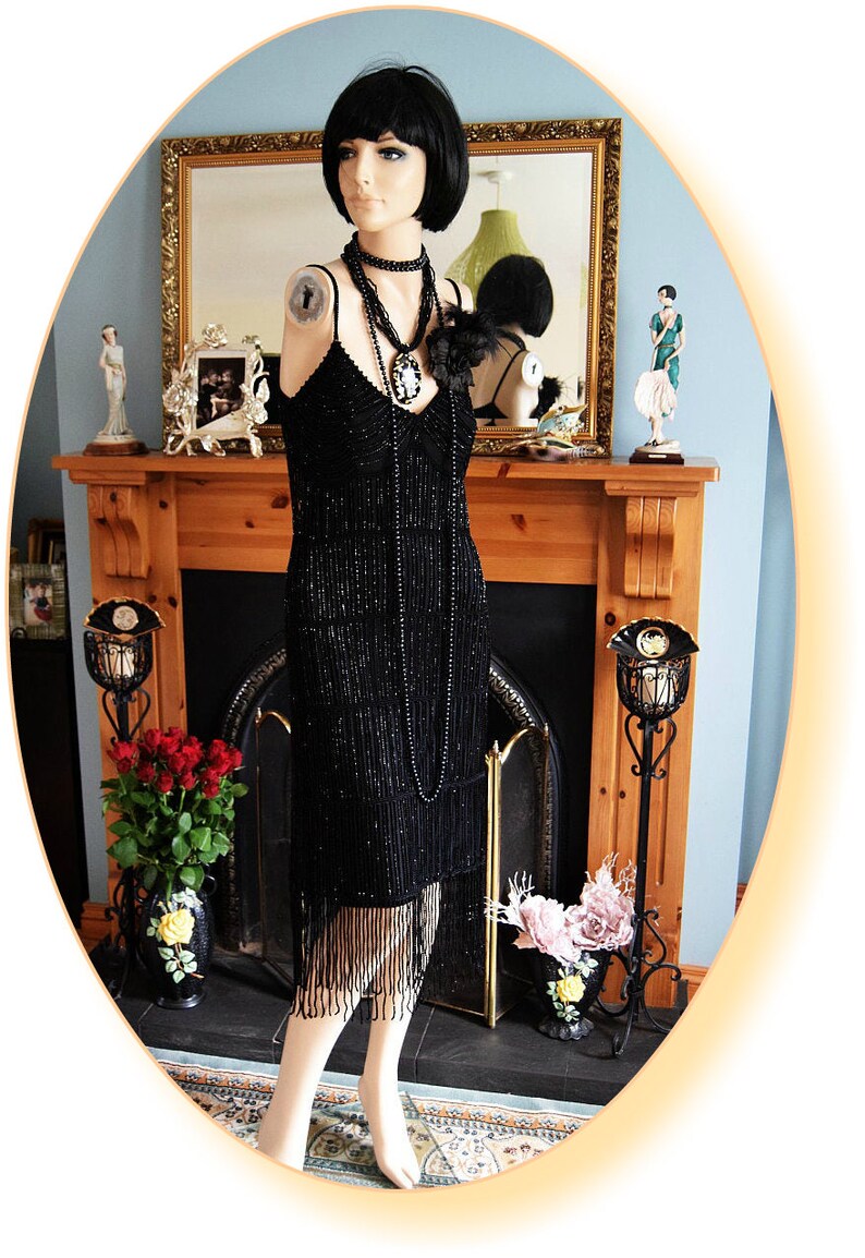 1920s Dress Art Deco Flapper Charleston Dress Gatsby Vintage Bead ...