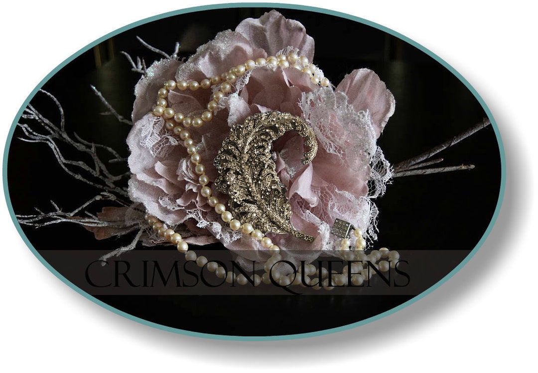 Vintage Crystal Large Art Deco Paste Feather Leaf Gold Statement Paste ...