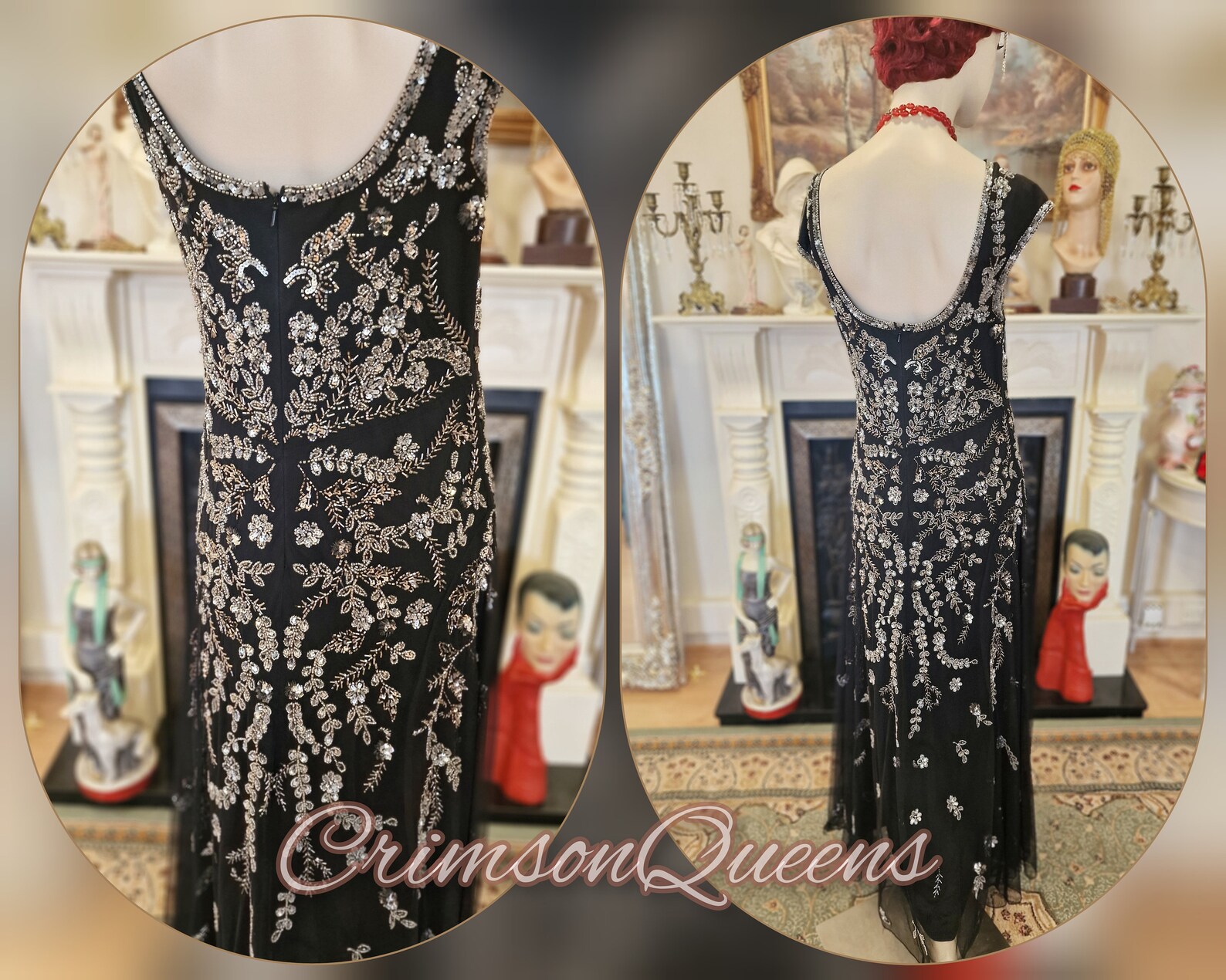 Vintage 1920s Heavily Sequinned Beaded Art Deco Downton Abbey Flapper ...