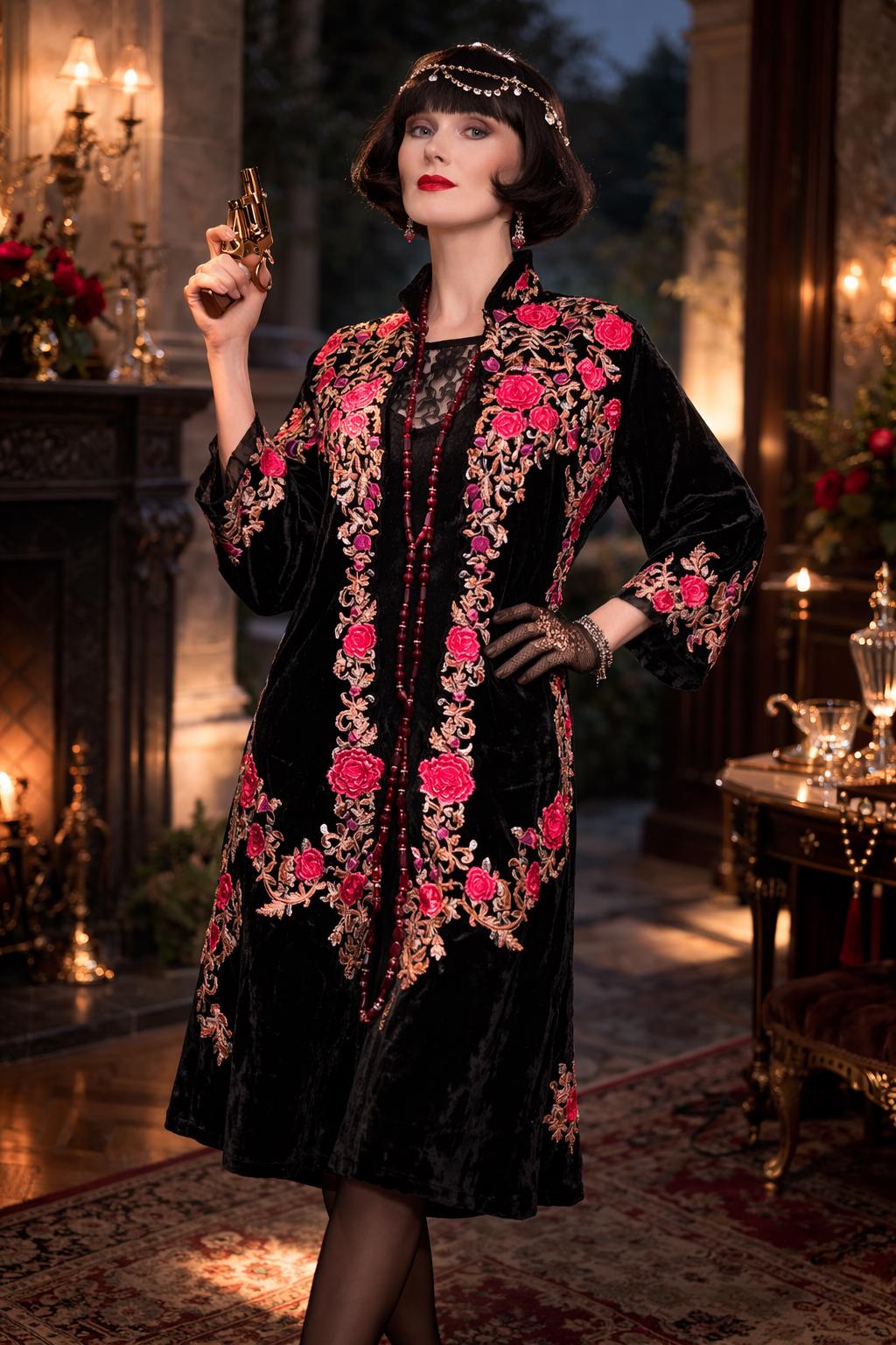 Antique Style Vintage 1920s Coat Flapper Art Deco Embroidered Soft ...