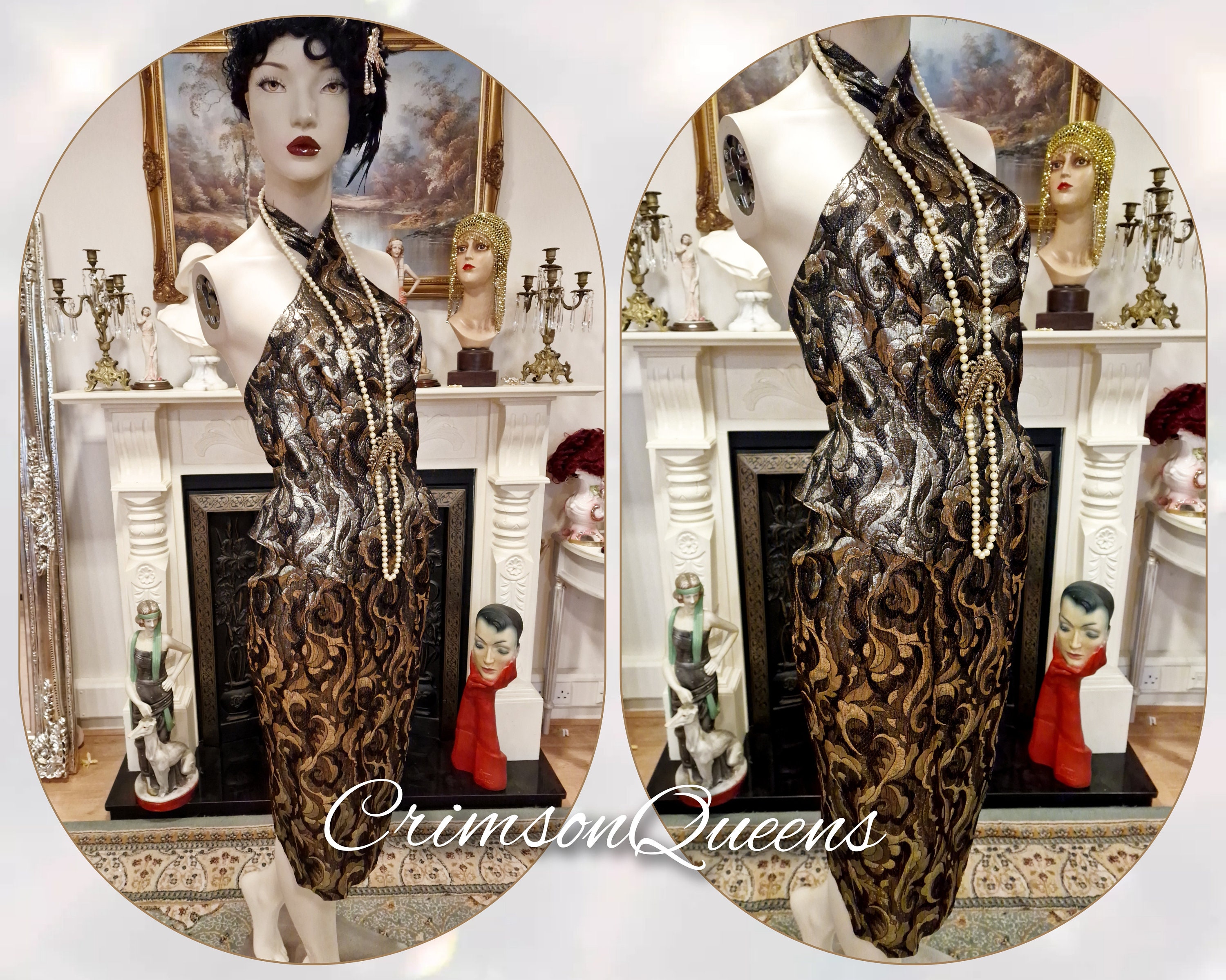 Outstanding Avant Garde Retro Vamp Vintage Mesmerising Gold Lame Gatsby ...