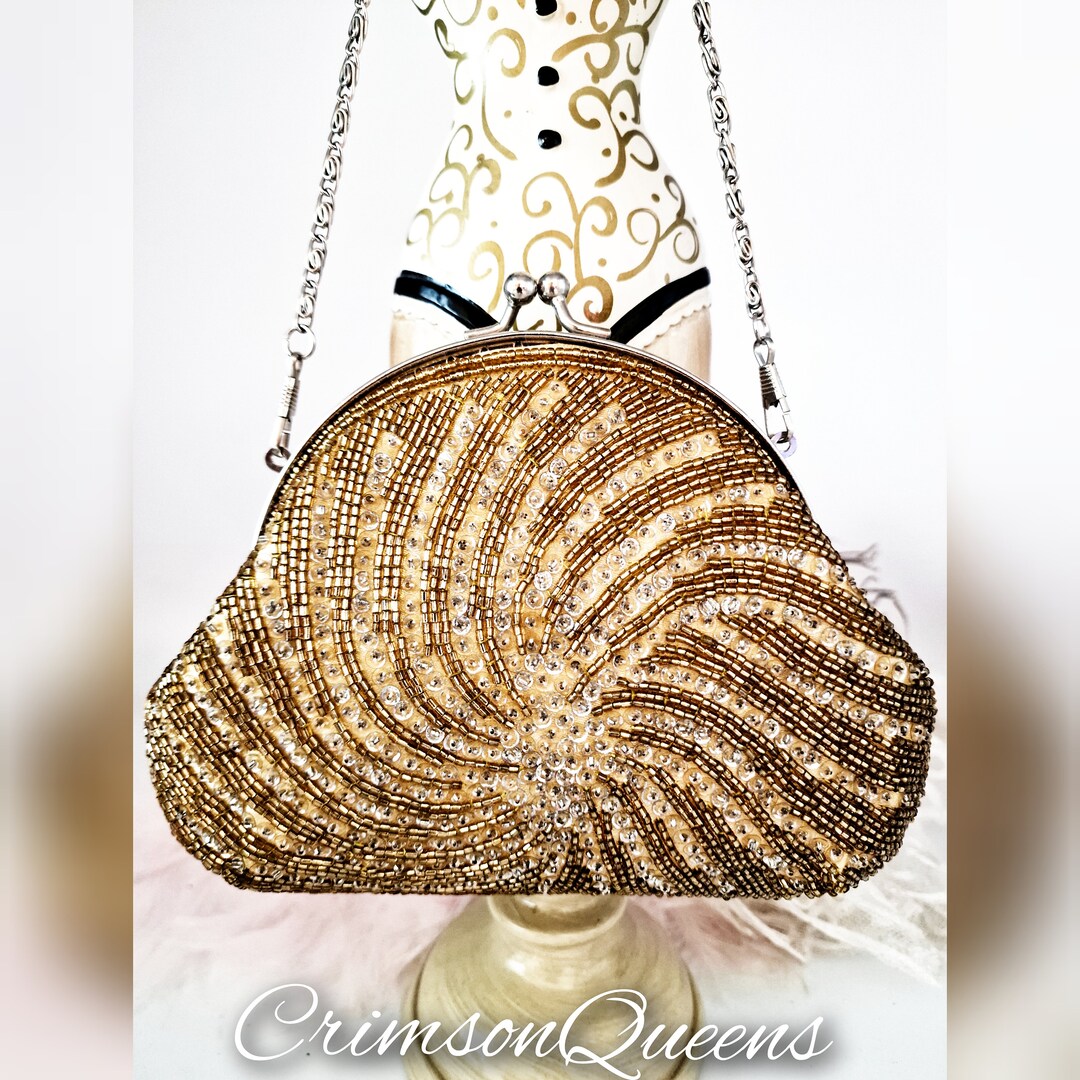 Flapper Evening Bag 1920s Flapper Embellished Sequinned Wedding Bag ...