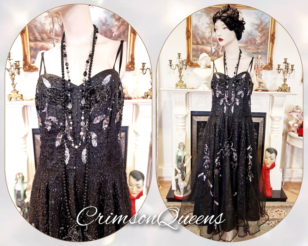Art Deco Downton Abbey 1920s Style Vintage Embellished Beaded Lack ...