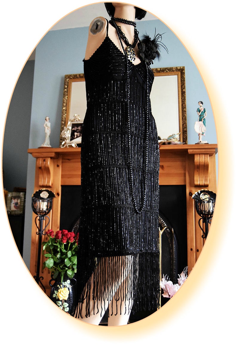 1920s Dress Art Deco Flapper Charleston Dress Gatsby Vintage Bead ...