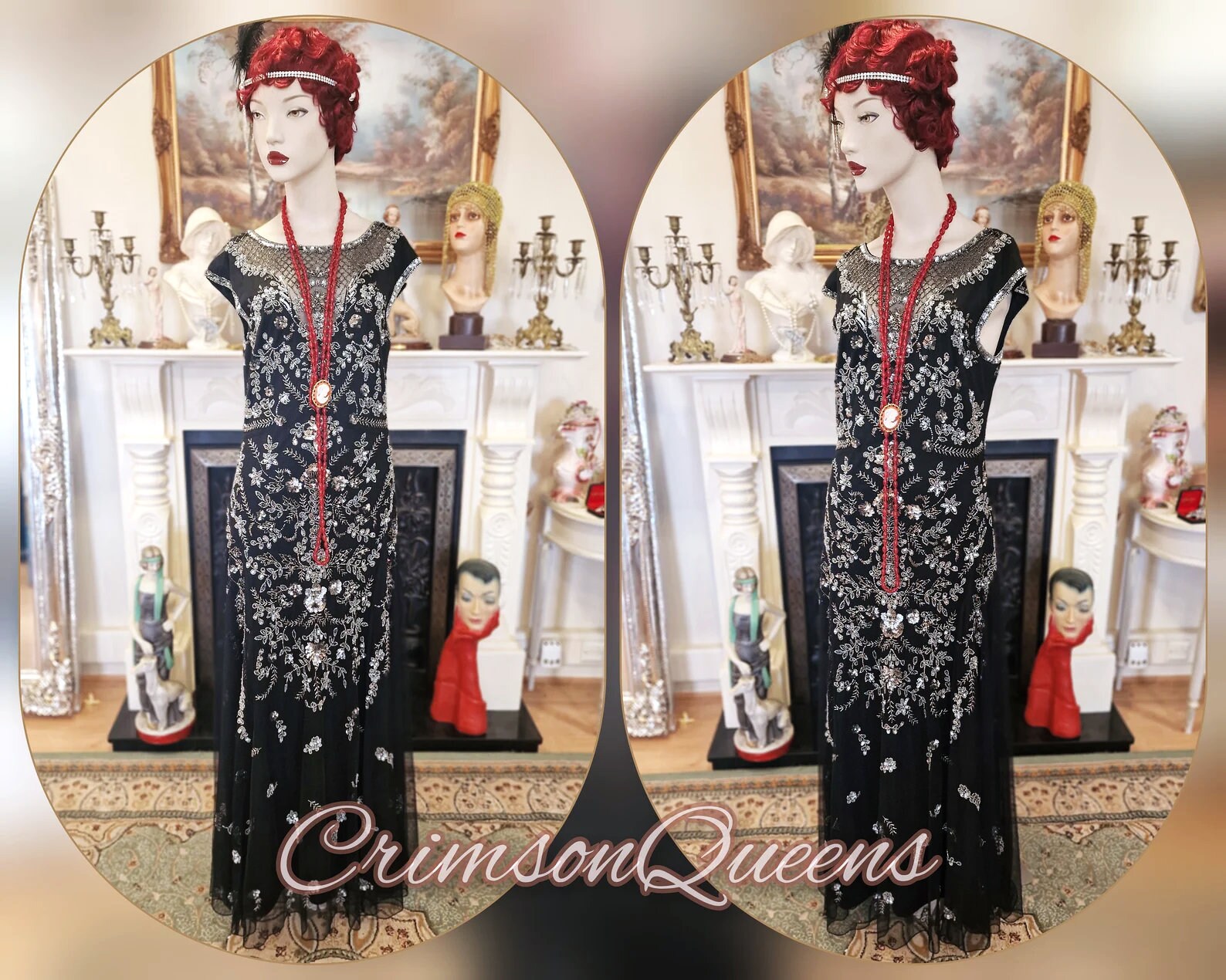 Vintage 1920s Heavily Sequinned Beaded Art Deco Downton Abbey Flapper ...