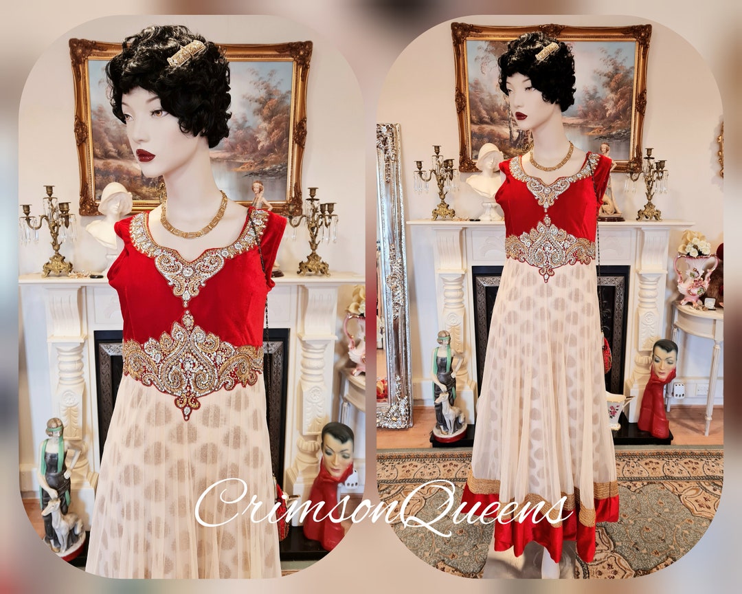 Bohemian Romantic Gypsy Medieval Vintage Scarlet Red Embellished Beaded ...