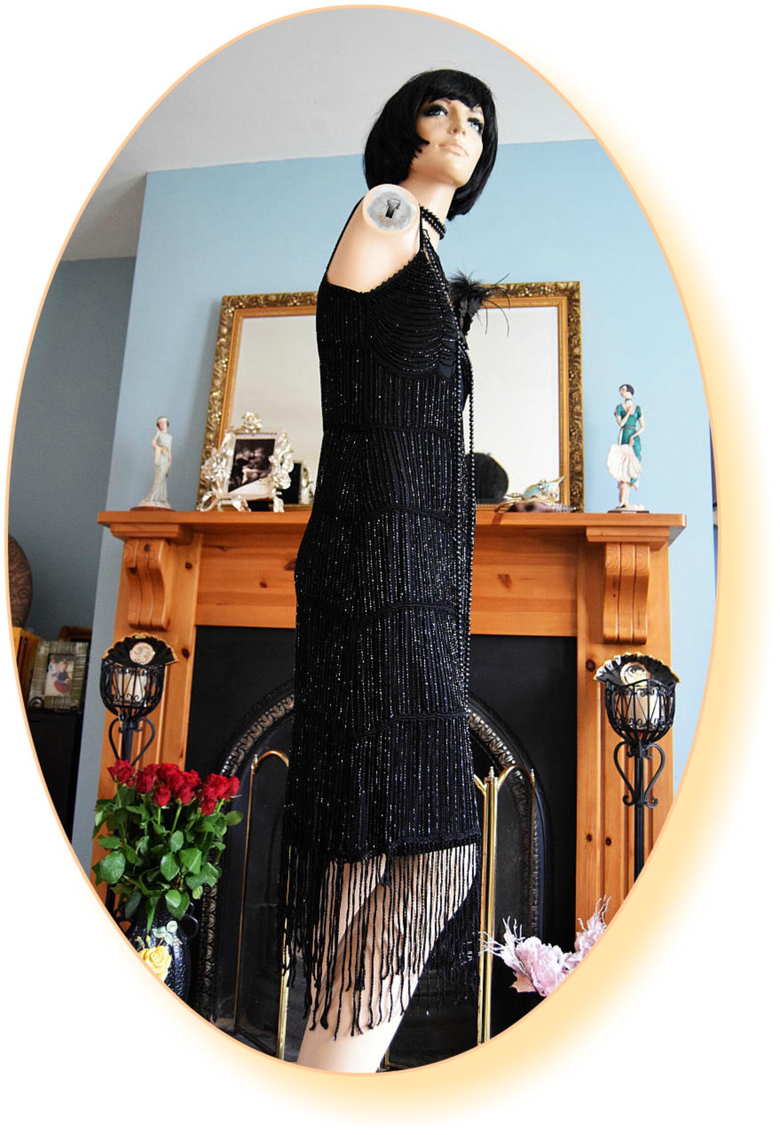 1920s Dress Art Deco Flapper Charleston Dress Gatsby Vintage Bead ...