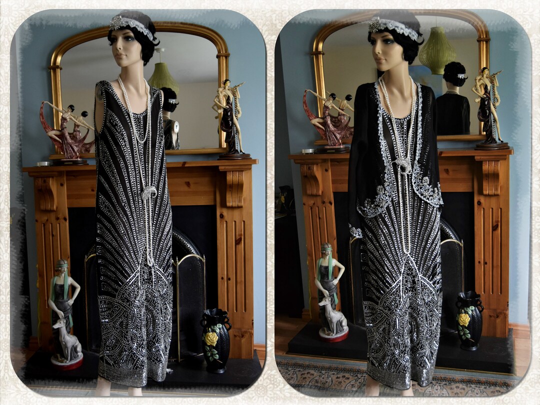 Reserved Listing Art Deco Flapper Sequinned and Beaded Evening Gown ...