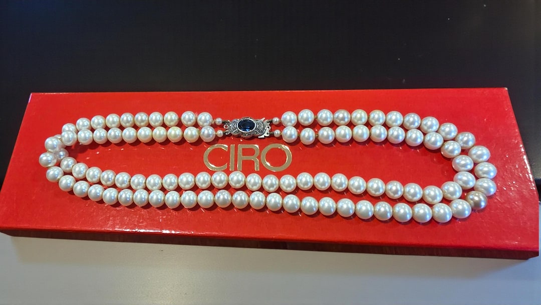 Vintage 1970s Ciro Pearl Necklace Double Strand Simulated Pearls ...