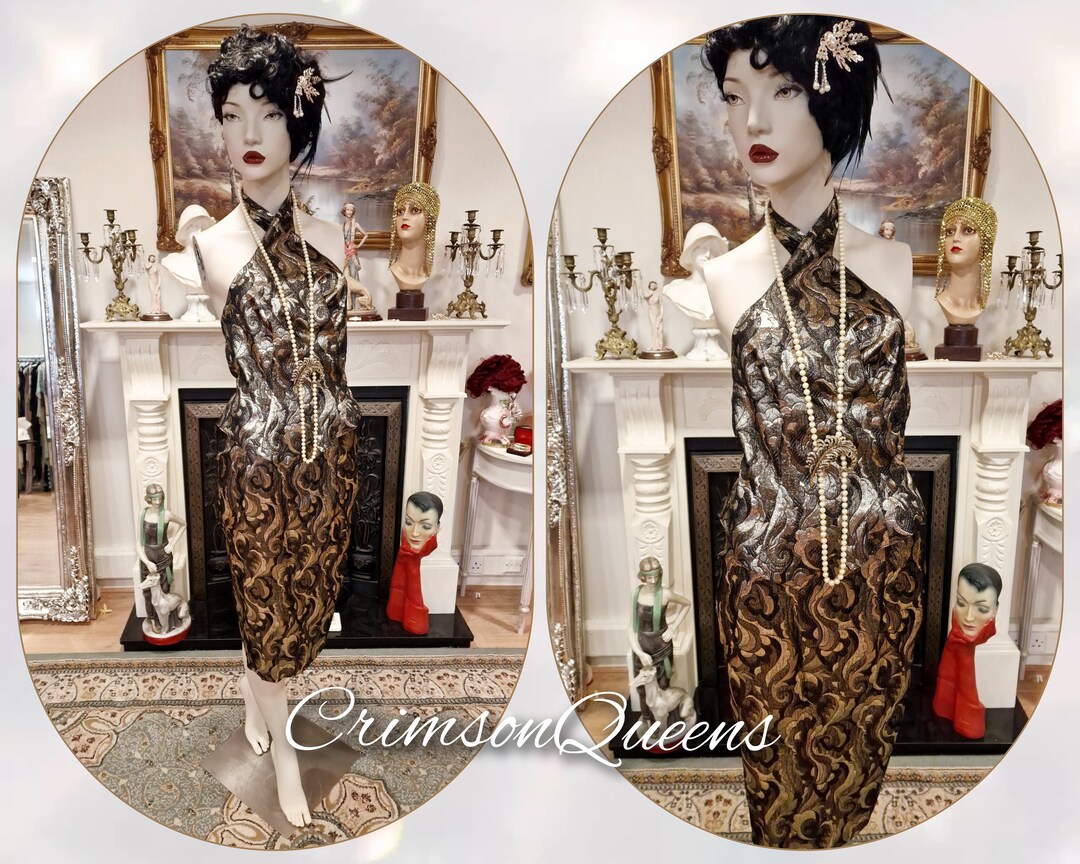 Outstanding Avant Garde Retro Vamp Vintage Mesmerising Gold Lame Gatsby ...