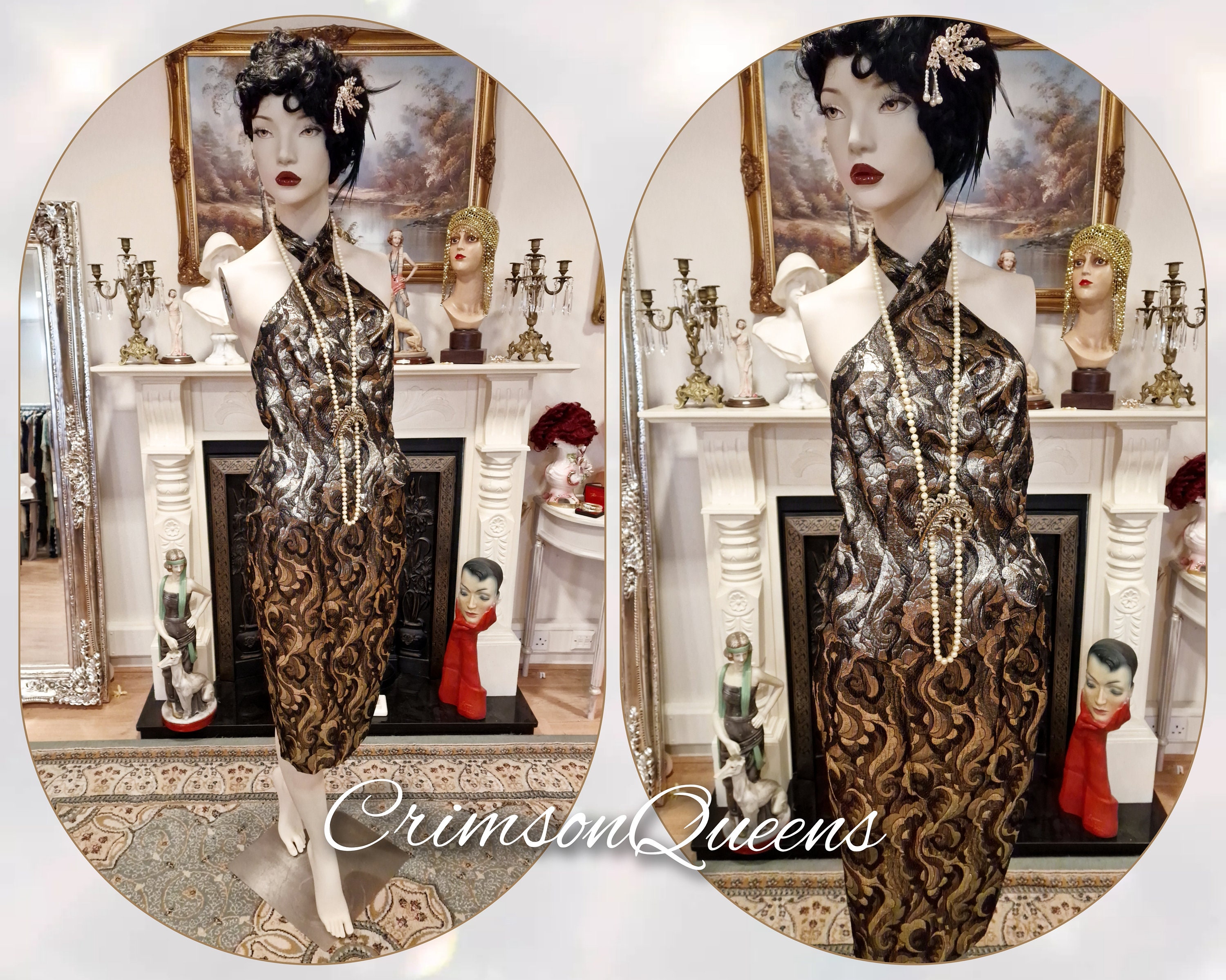 Outstanding Avant Garde Retro Vamp Vintage Mesmerising Gold Lame Gatsby ...