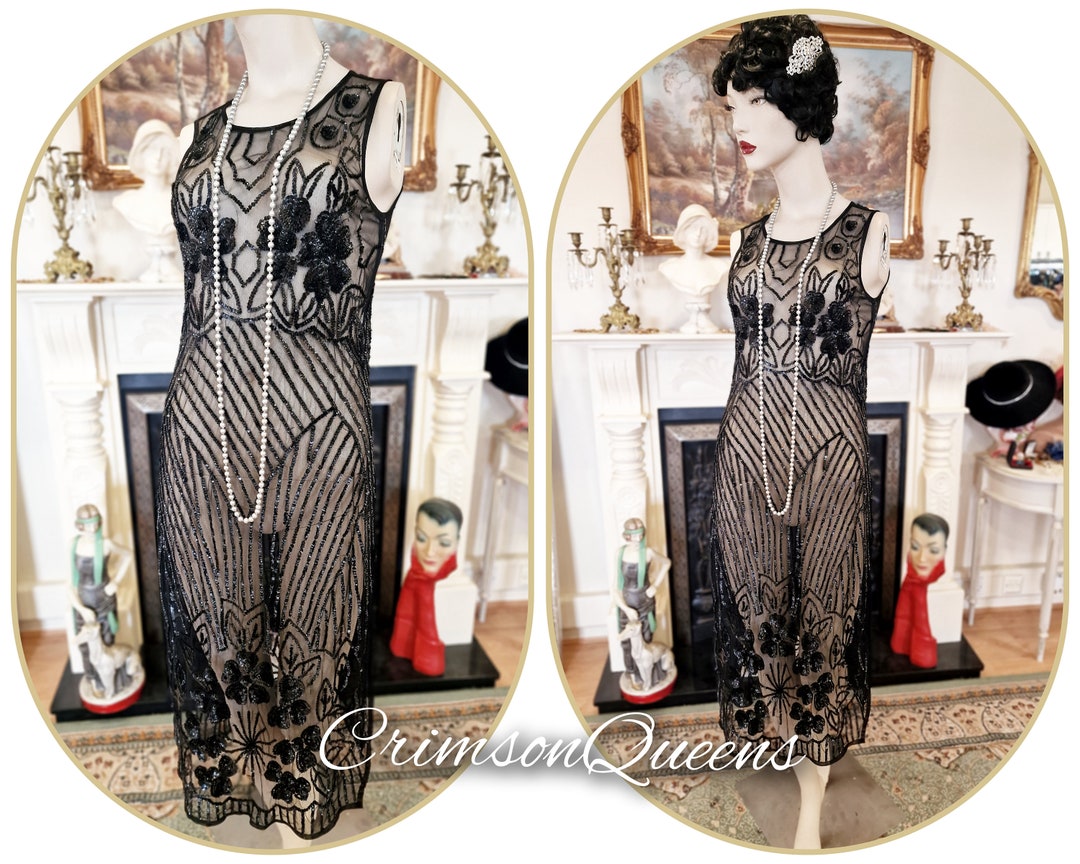 1920s Gown Flapper Gown Tabard Gown Great Gatsby Beaded Gown Oriental ...