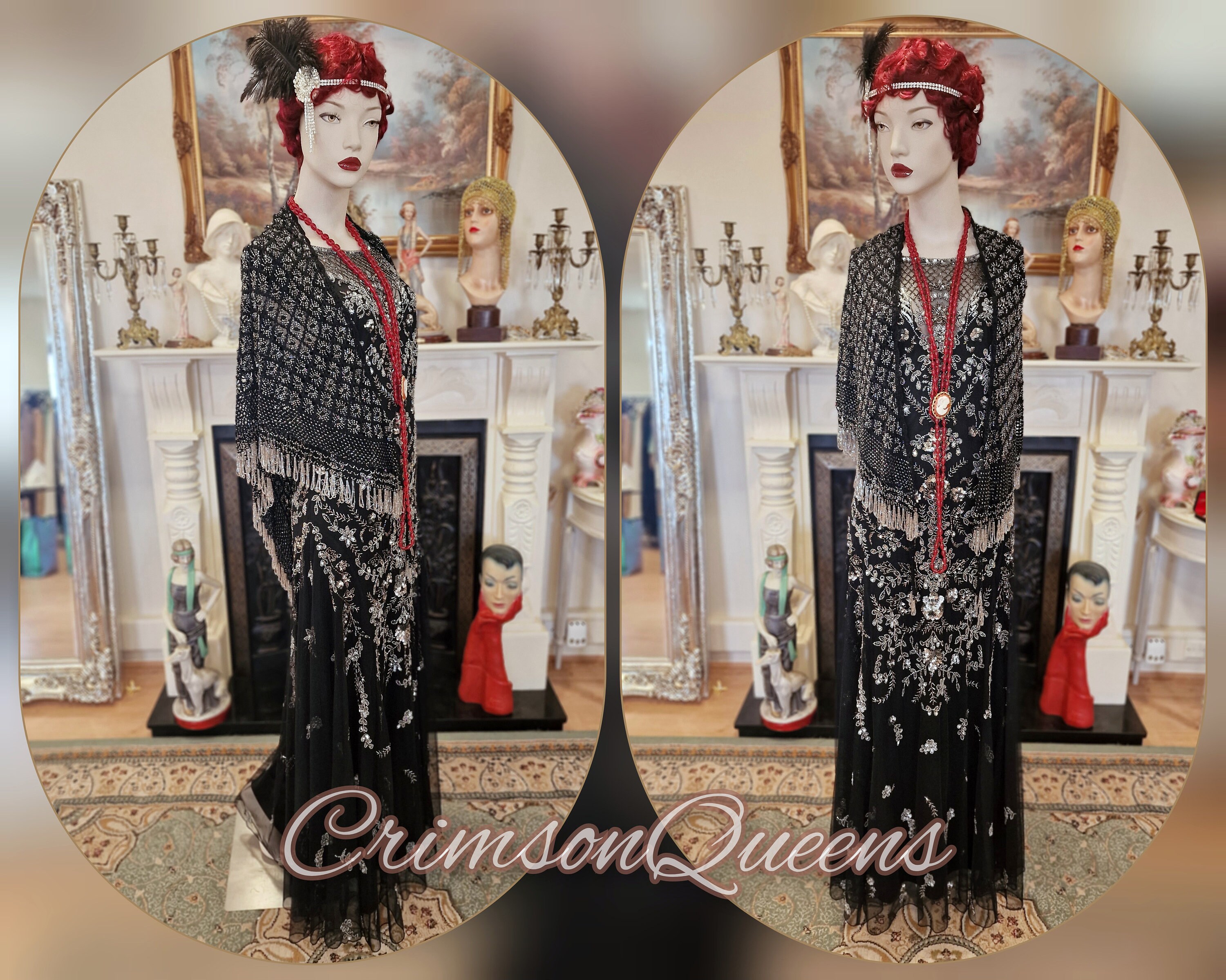 Vintage 1920s Heavily Sequinned Beaded Art Deco Downton Abbey Flapper ...