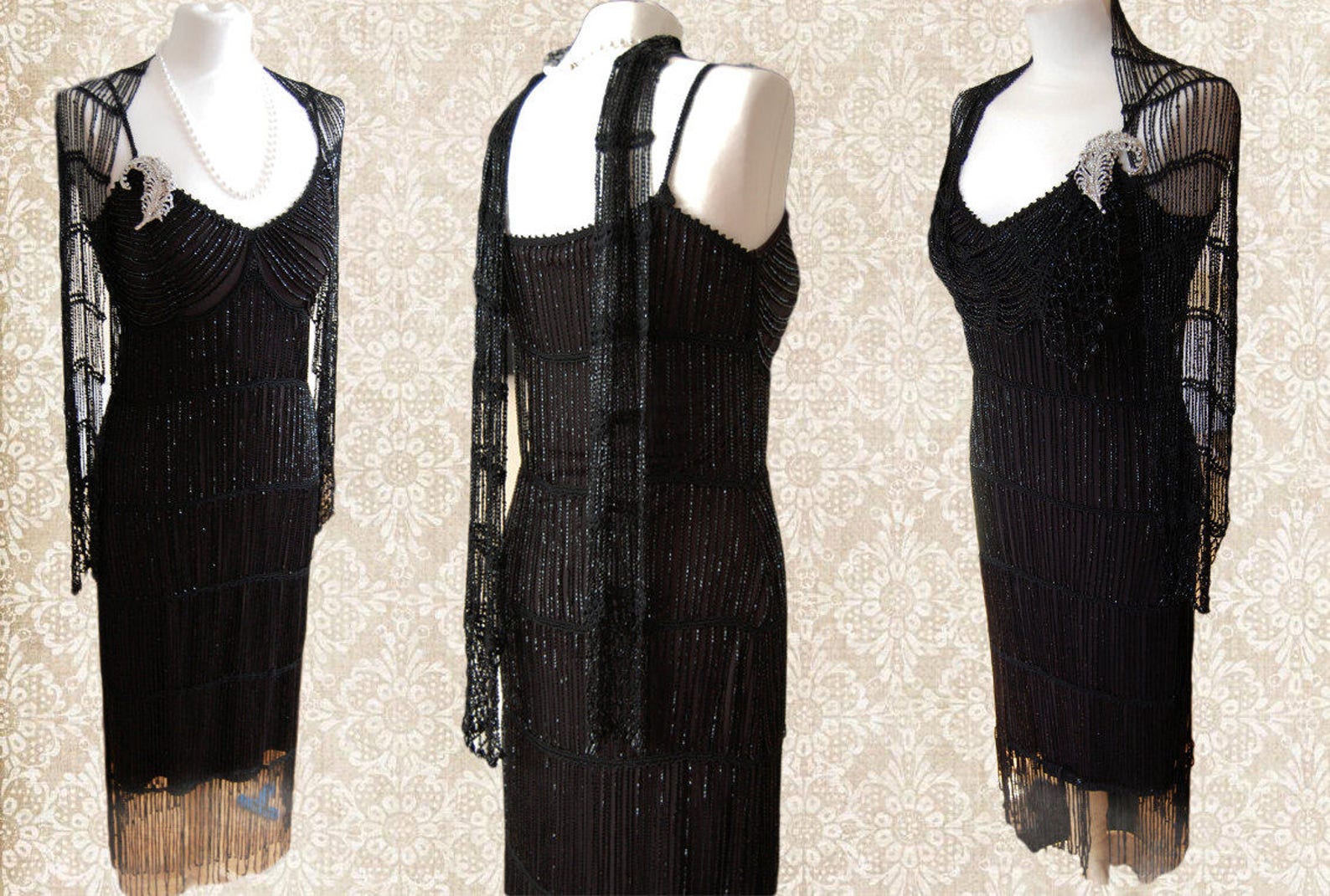 1920s Dress Art Deco Flapper Charleston Dress Gatsby Vintage Bead ...