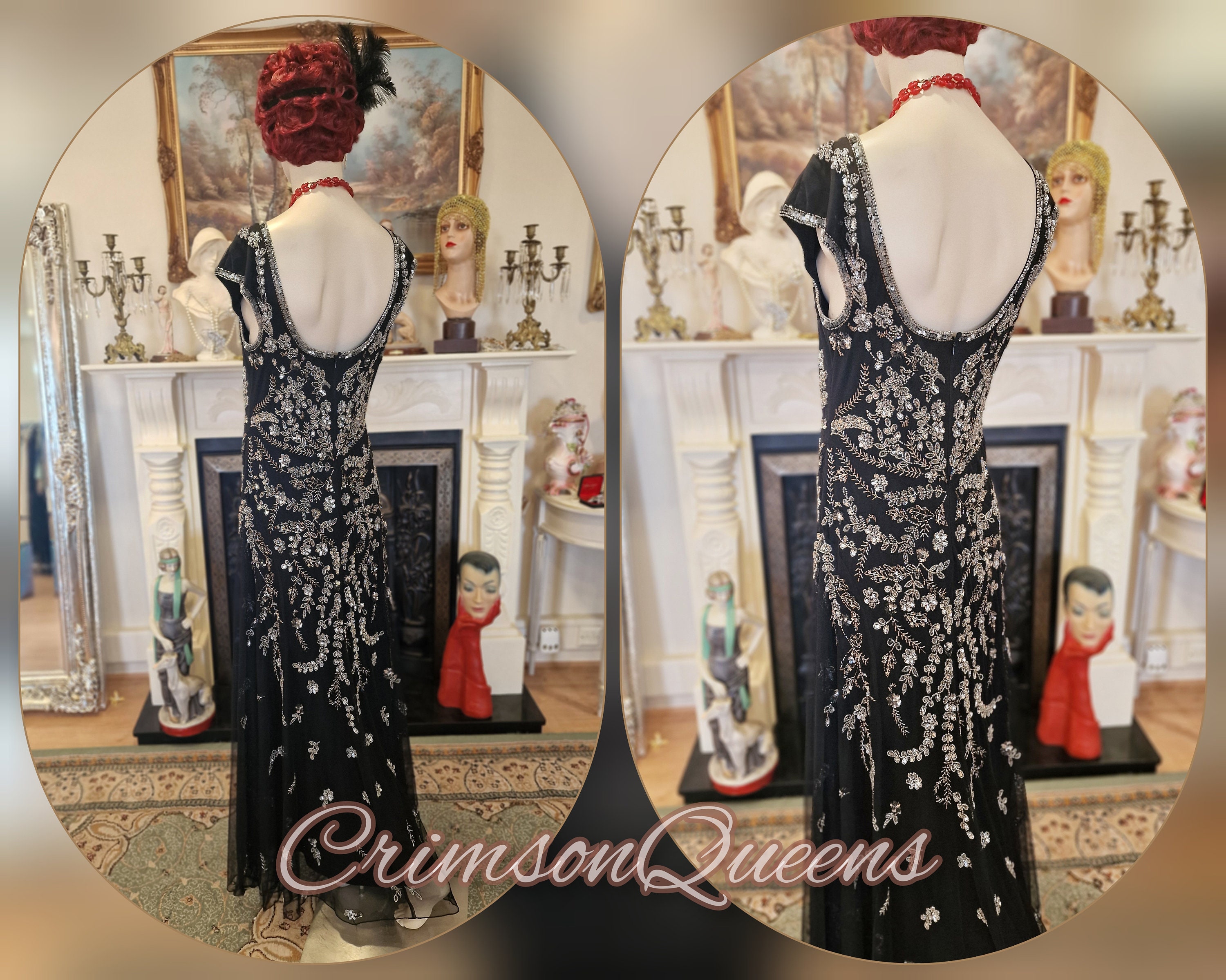 Vintage 1920s Heavily Sequinned Beaded Art Deco Downton Abbey Flapper ...