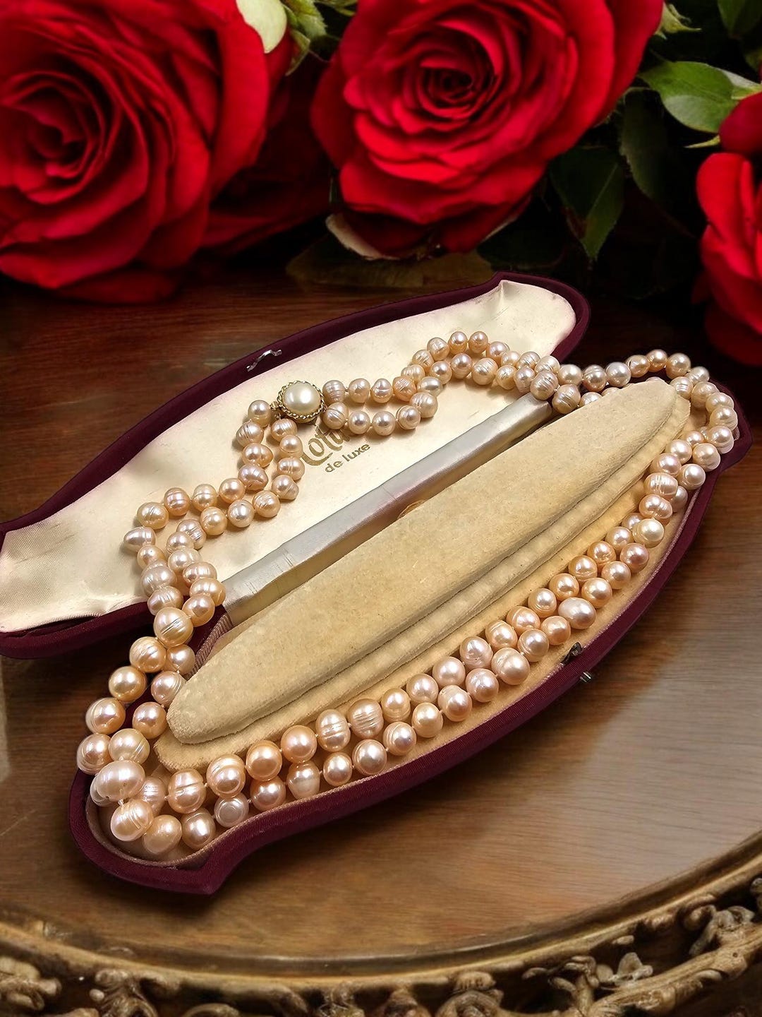 Art Deco 1920s Vintage Flapper Real Natural Pink Hue Freshwater Pearl ...