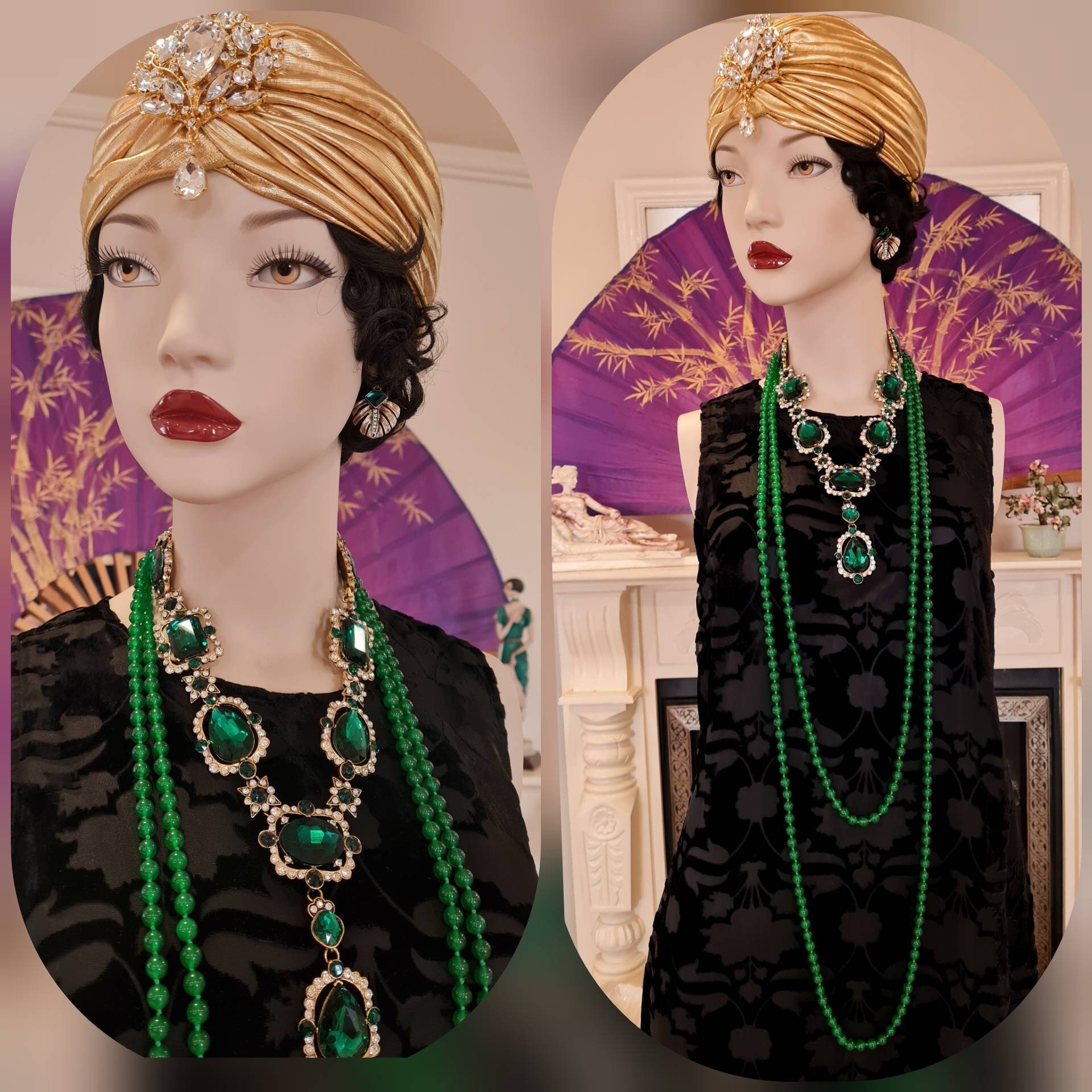 Vintage Devore Black Damask 1920s Flapper Oriental Ensemble Tasseled ...
