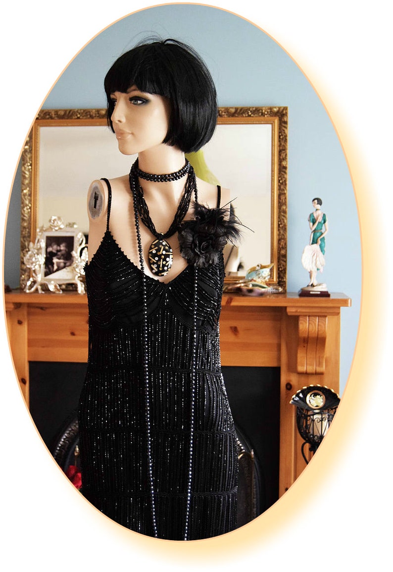 1920s Dress Art Deco Flapper Charleston Dress Gatsby Vintage Bead ...