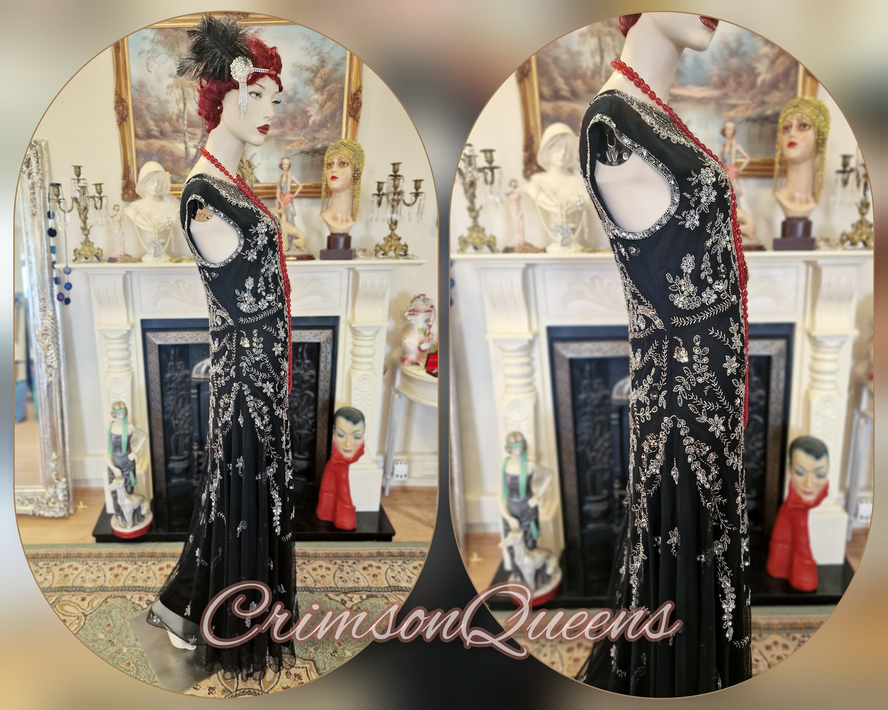 Vintage 1920s Heavily Sequinned Beaded Art Deco Downton Abbey Flapper ...