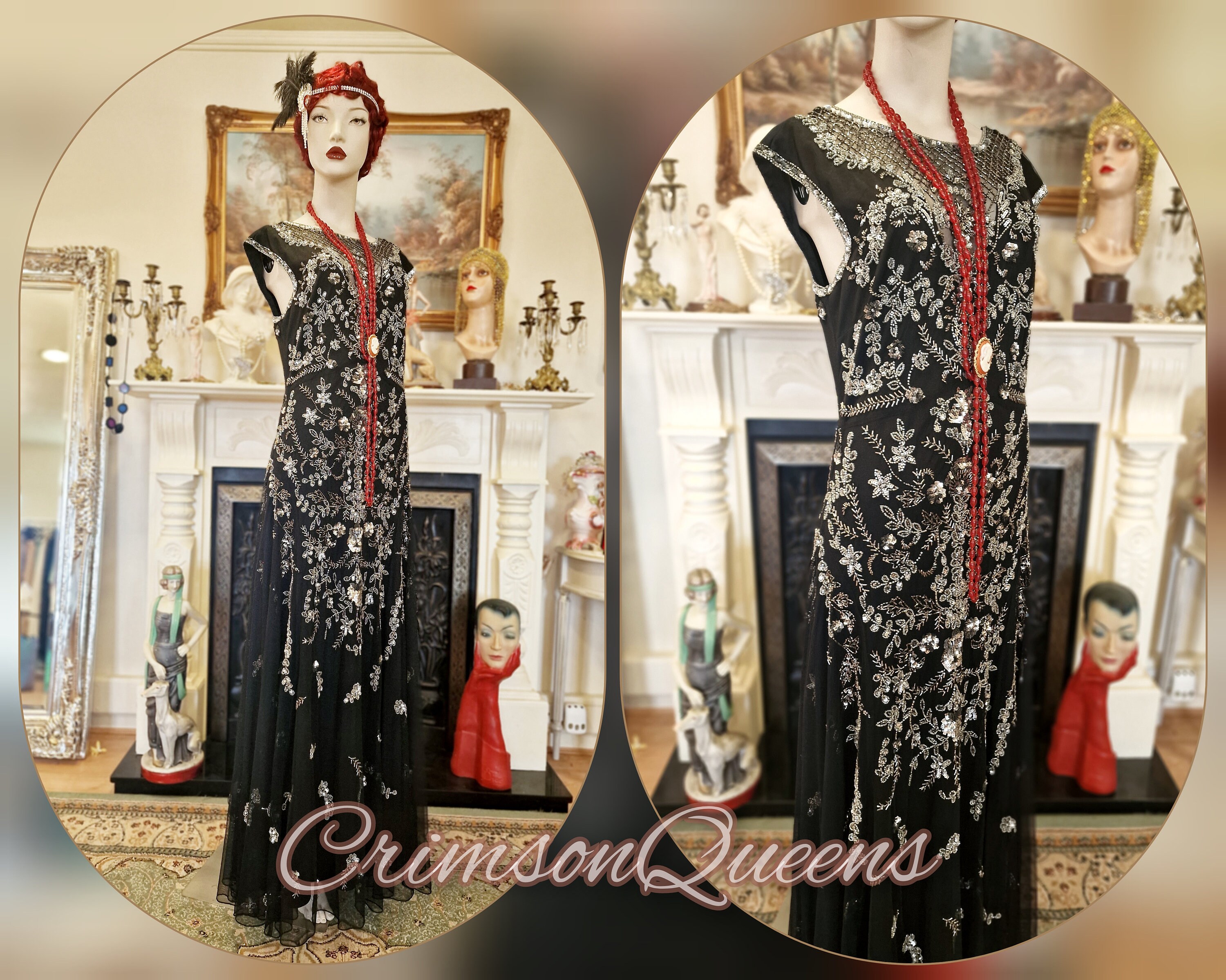 Vintage 1920s Heavily Sequinned Beaded Art Deco Downton Abbey Flapper ...