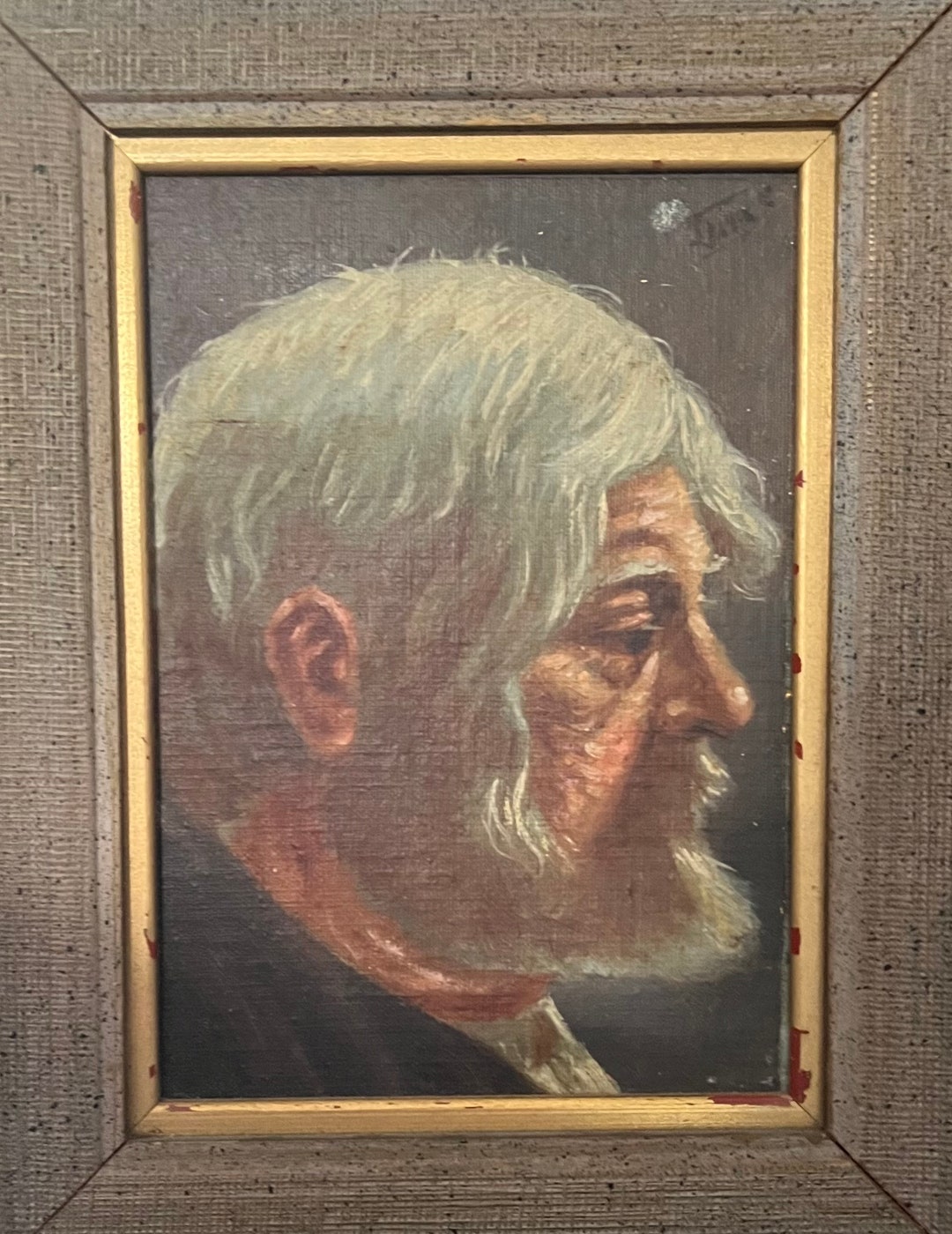 Antique Original Oil Painting of Old Man 6”x8” Includes Frame This ...