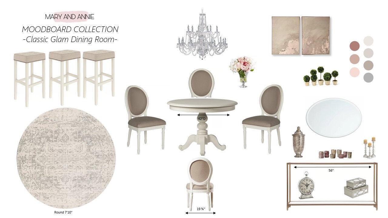 Dining Room Decor, Dining Room Mood Board, Classic Glam Dining Room ...
