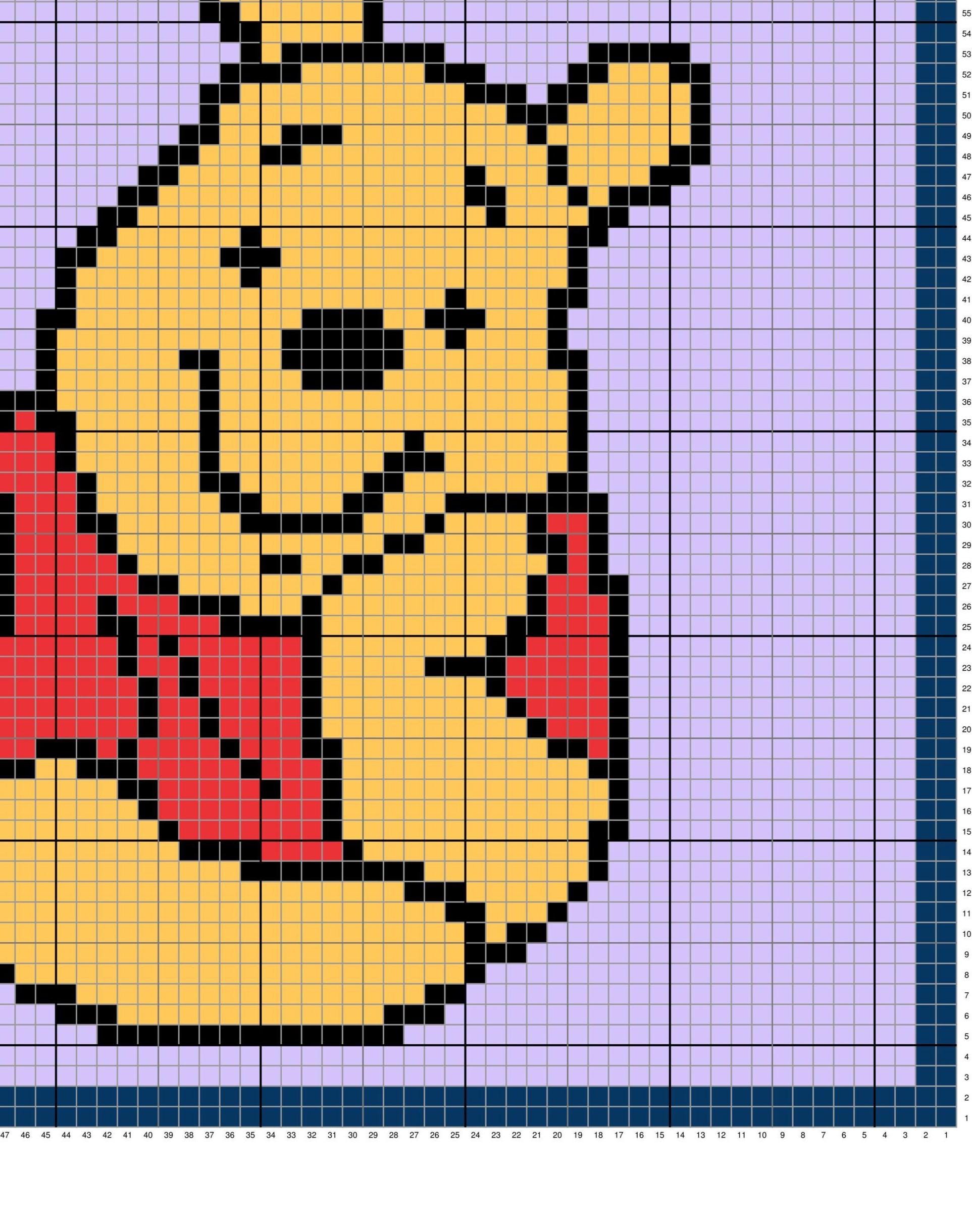 64 X 64 Blocks Winnie the Pooh C2C Crochet Blanket Pattern, Square Baby ...