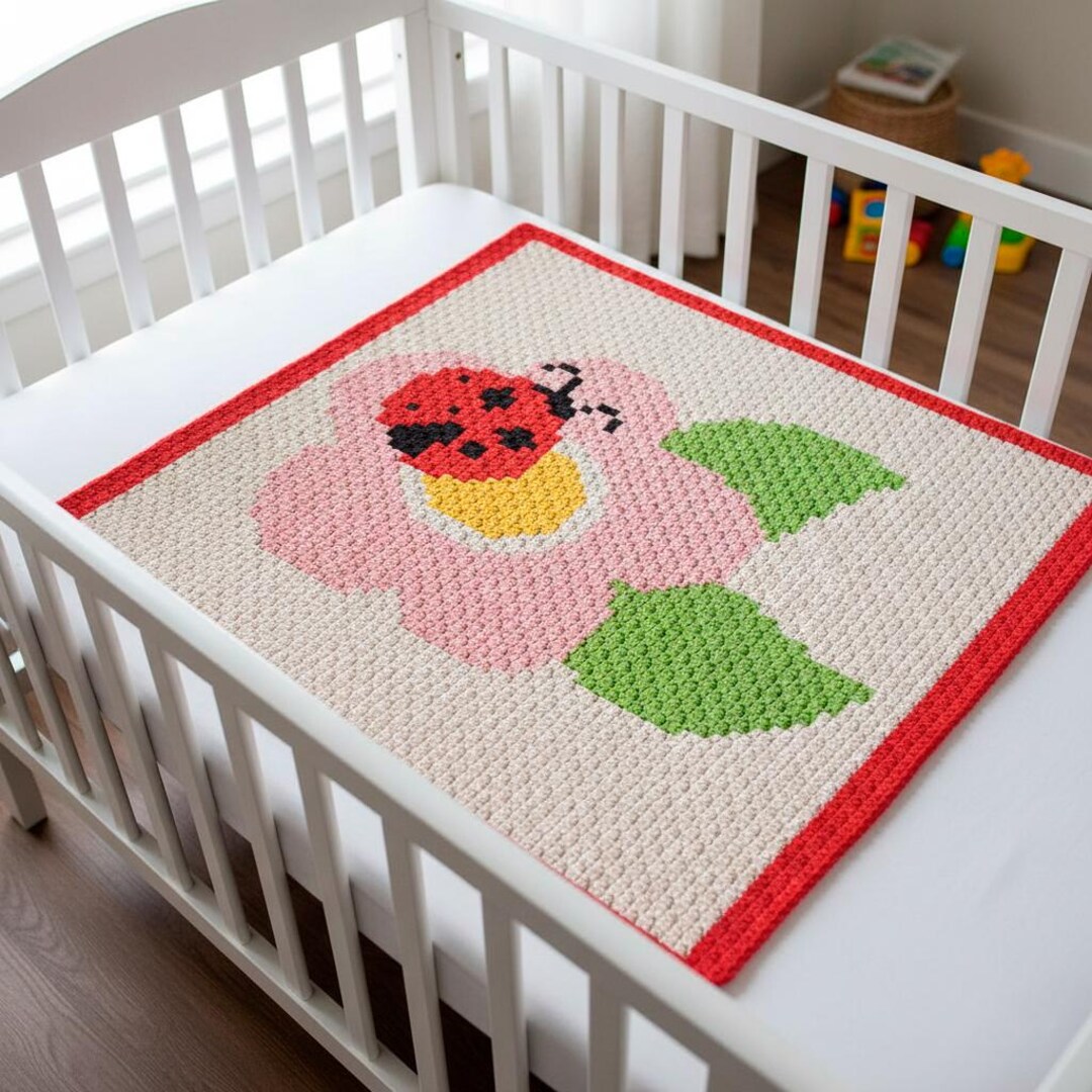64 X 64 Blocks Ladybug Square C2C Crochet Blanket Pattern, Pixel Baby ...