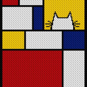 Mondrian Cat Blanket C2C Crochet Pattern, 100x120 Blocks Graph ...