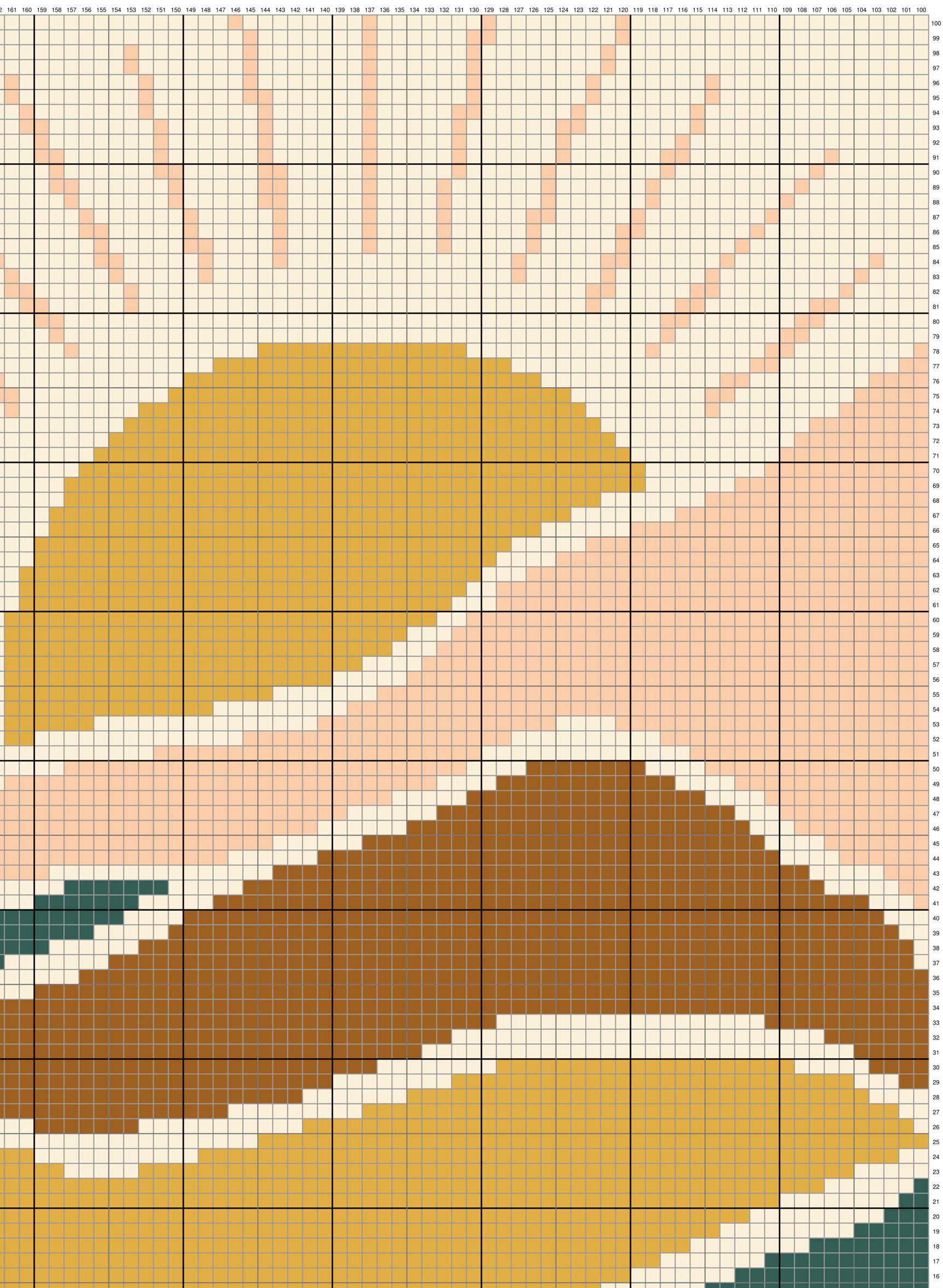 Sunset Blanket C2C Crochet Pattern Graph – Modern Pixel Throw Afghan ...