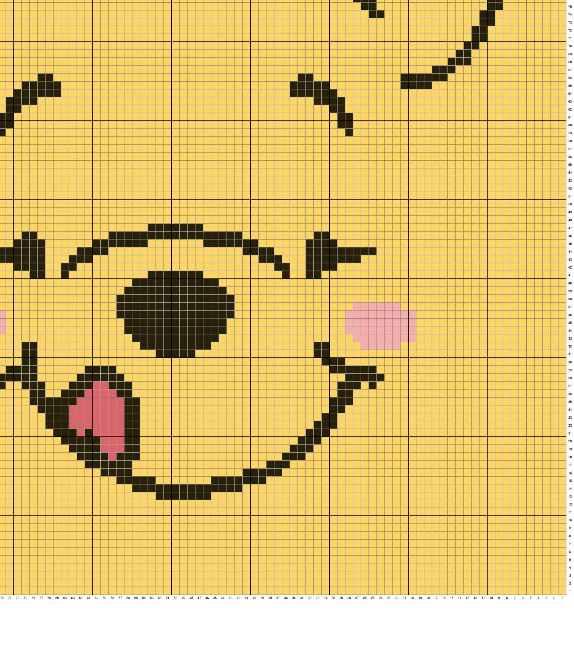 100 × 100 Squares Winnie the Pooh Blanket C2C Crochet Pattern Lapghan ...
