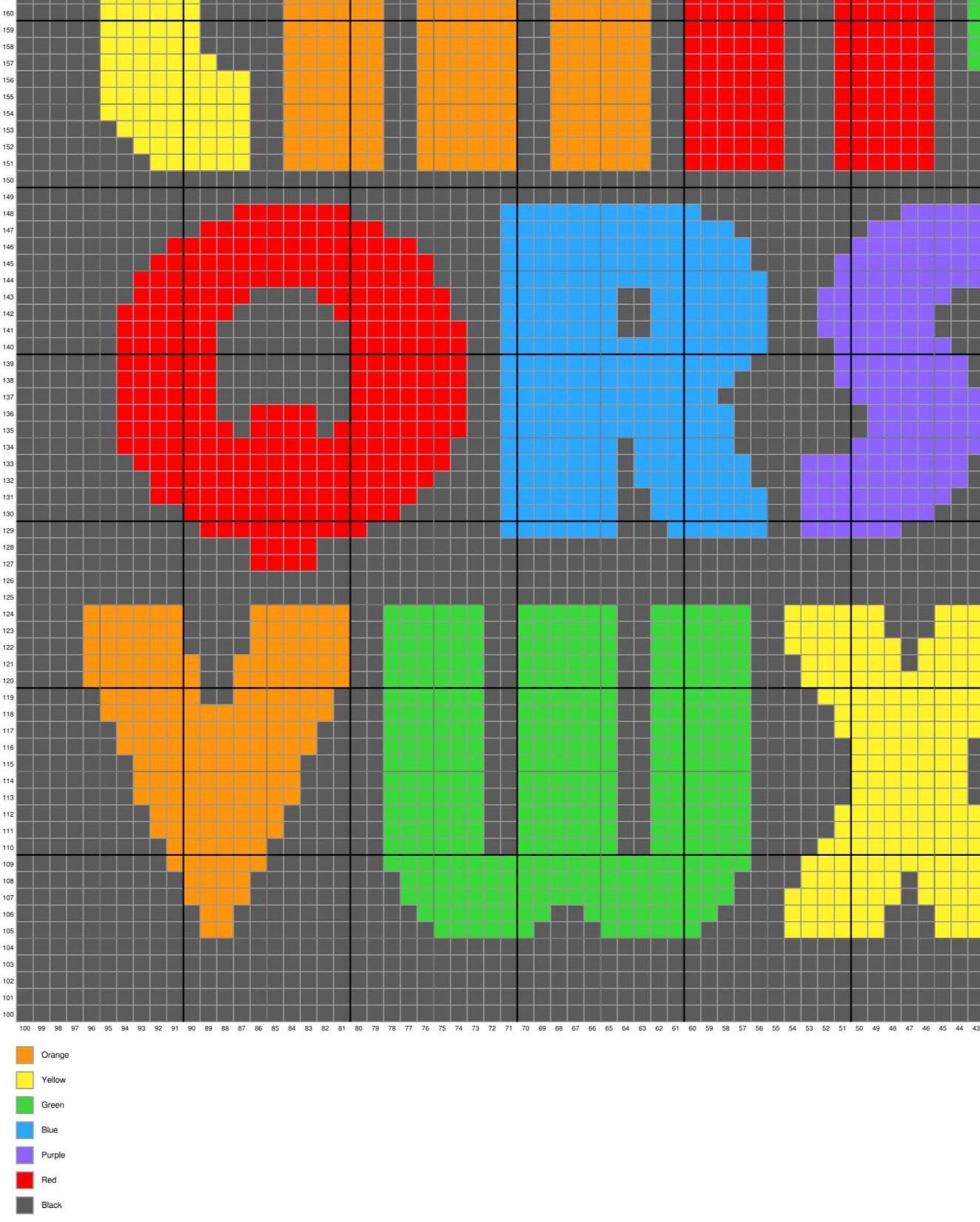 100 × 120 Squares Alphabet C2C Crochet Blanket Pattern, English Letters ...