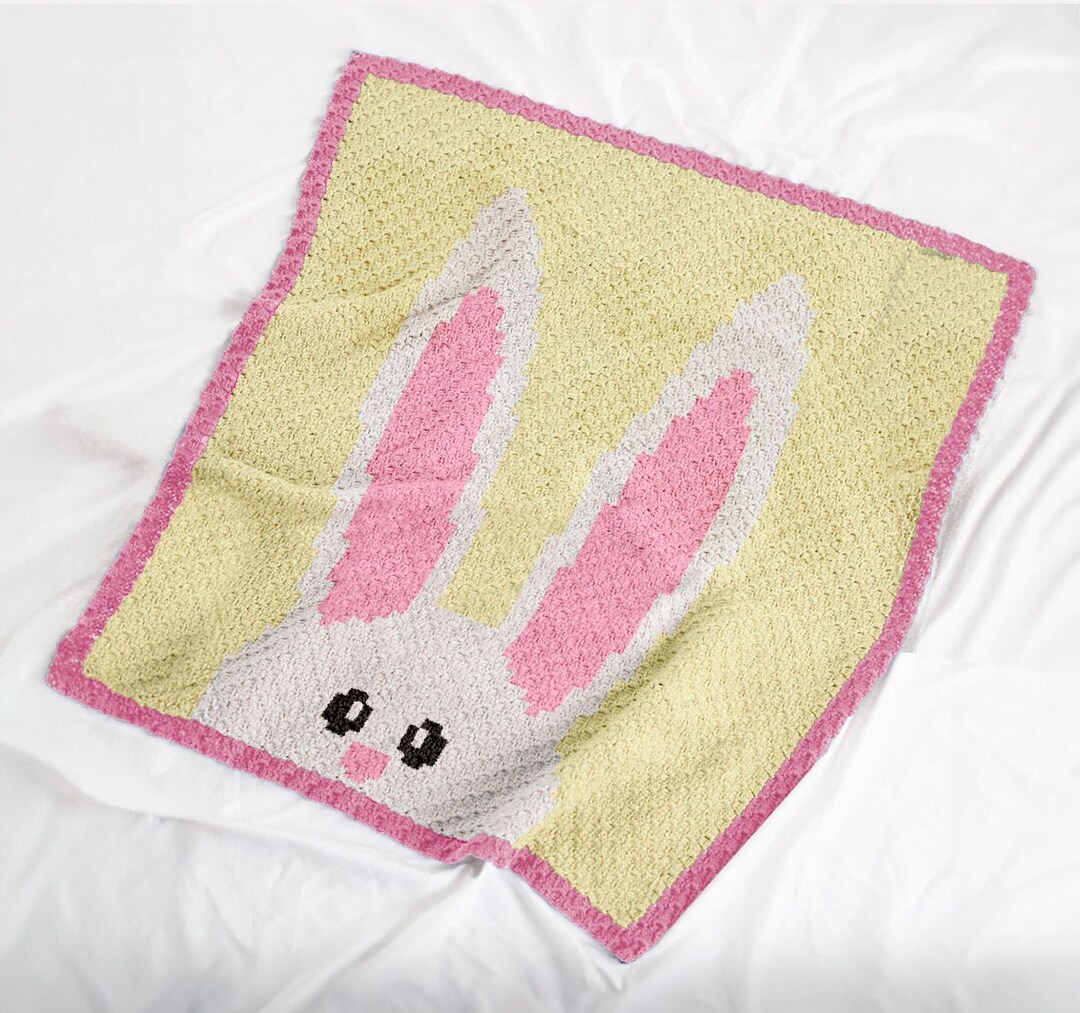 Bunny C2C Crochet Blanket Pattern – Square Baby Throw – Newborn Easter ...
