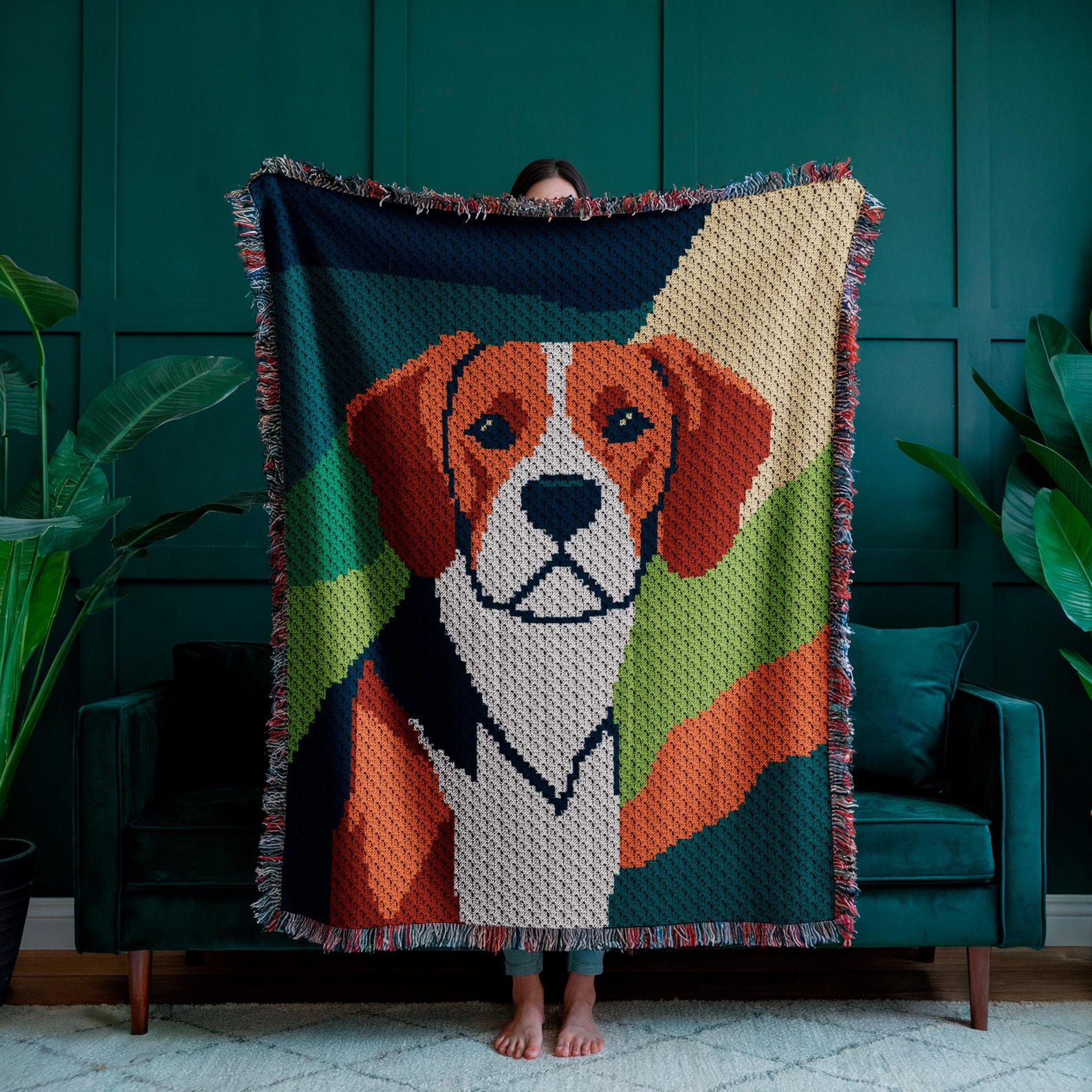 100 × 120 Squares Beagle Hunting Dog C2C Crochet Blanket Pattern, Pixel ...